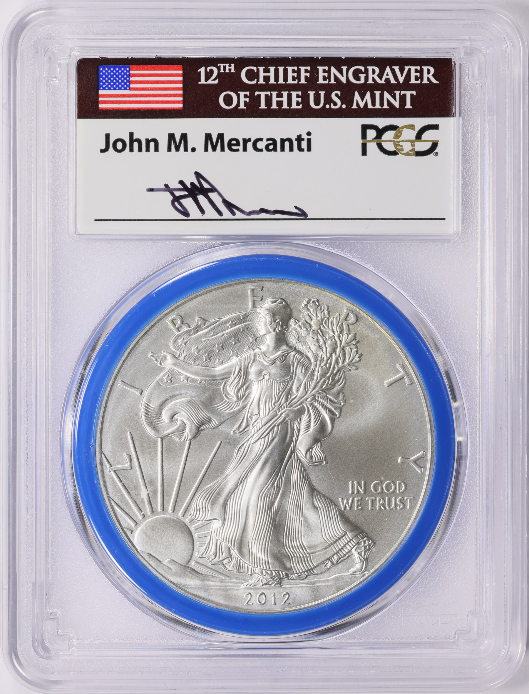 2012-W $1 Silver Eagle Burnished Struck at West Point Mint Engraver Series First Strike PCGS SP ...