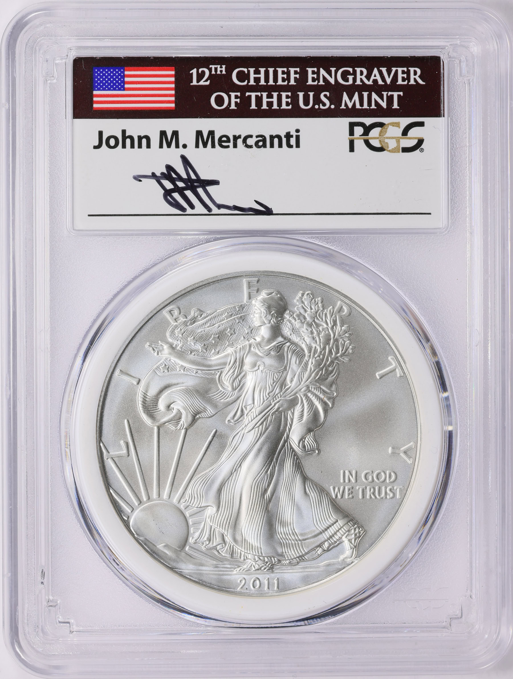 2011 $1 Silver Eagle First Strike From 25th Anniversary Set Mint Engraver Series PCGS MS-70 ...