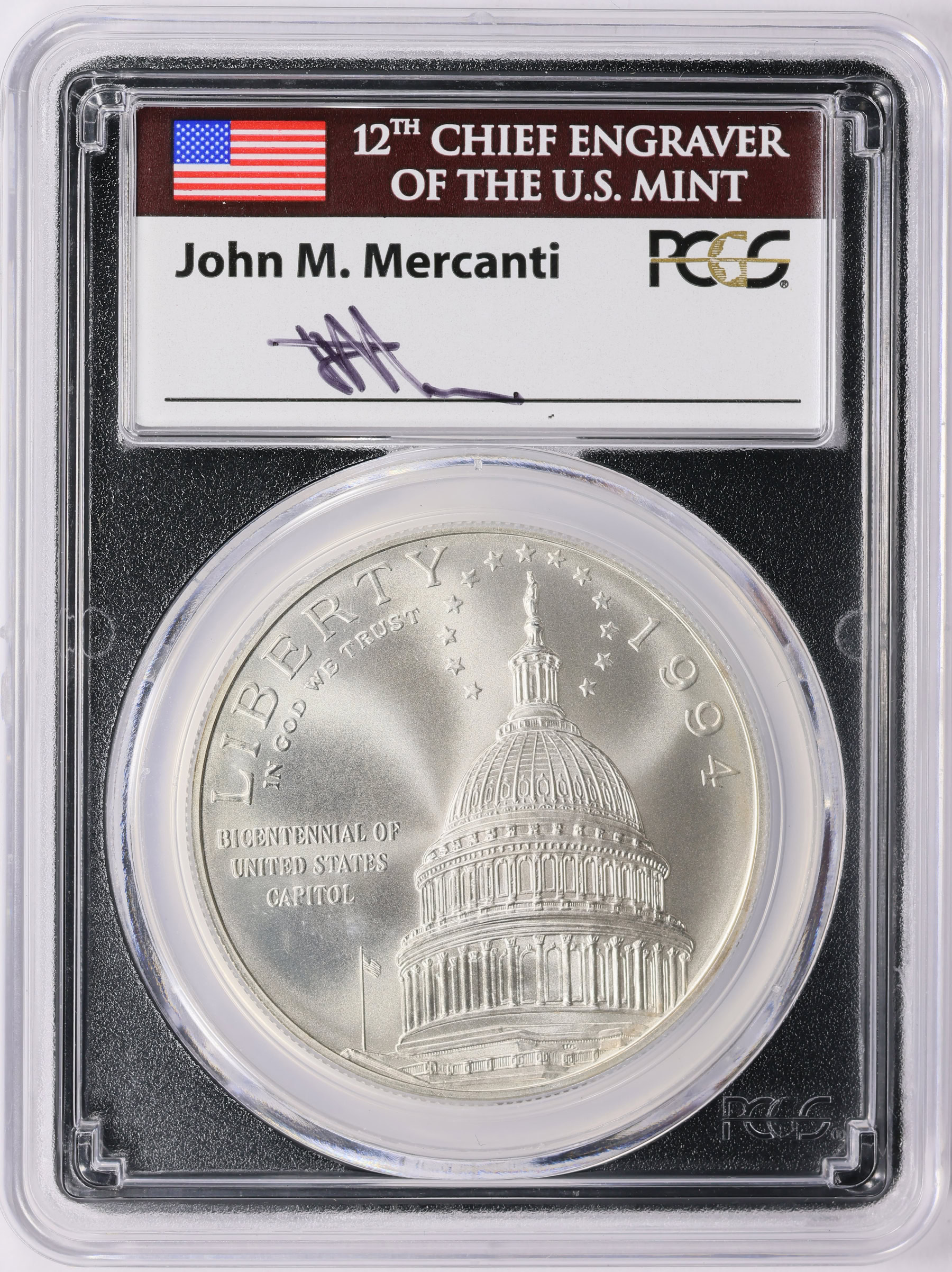 1994-D U.S. Capitol Bicentennial Silver Dollar Mint Engraver Series ...