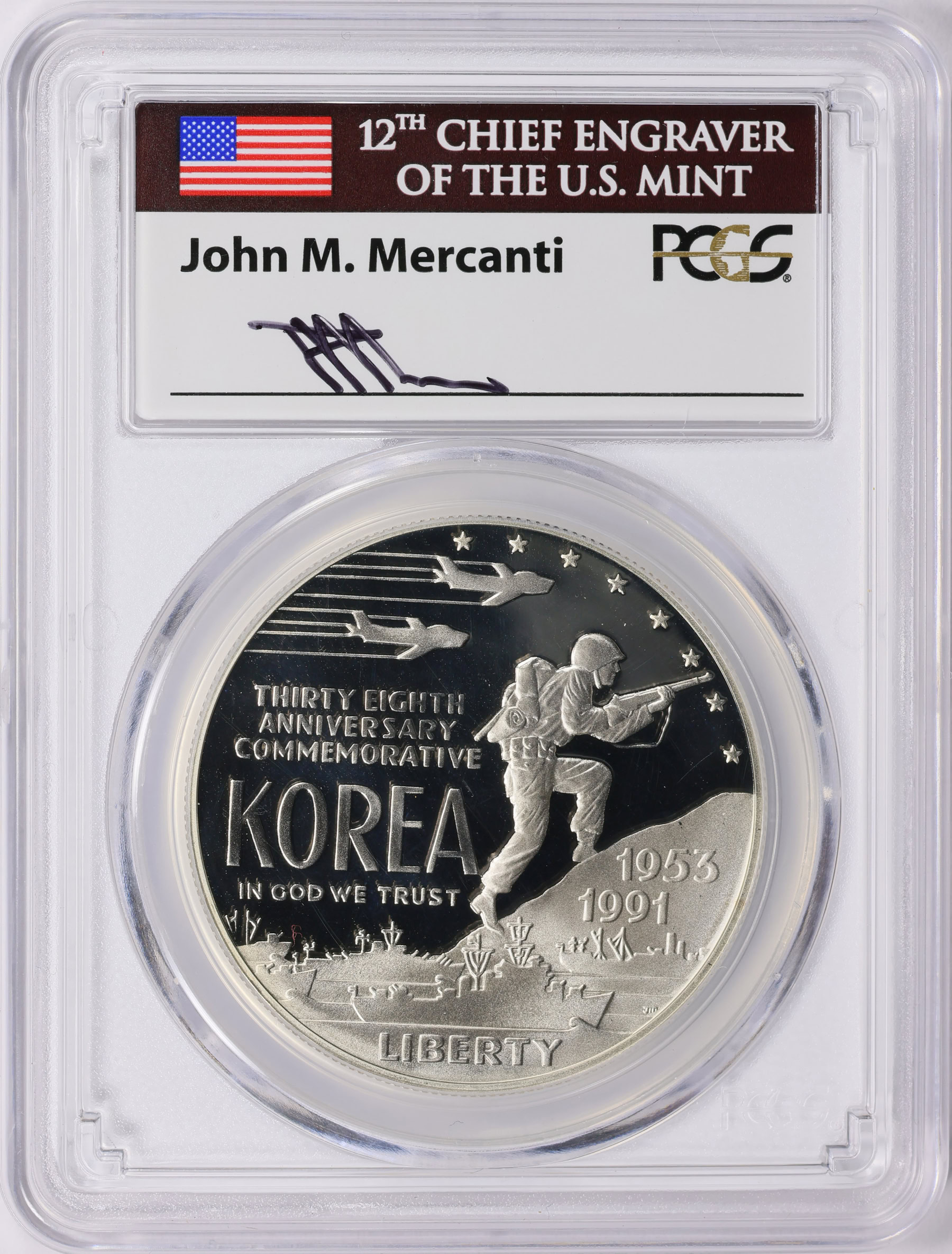 1991-P Korean War Memorial Silver Dollar Mint Engraver Series PCGS ...