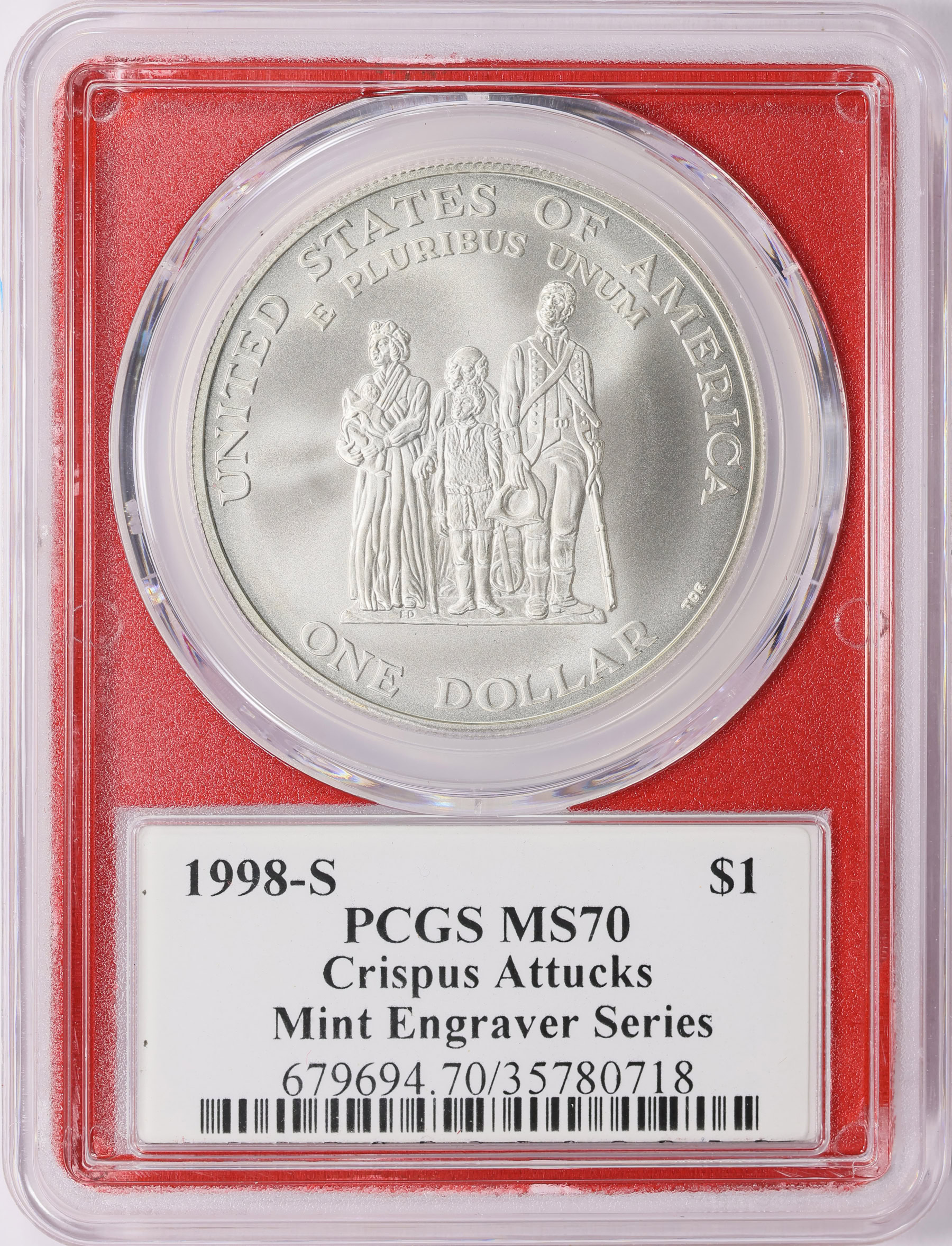 1998-S Black Revolutionary War Patriots Silver Dollar Crispus Attucks ...