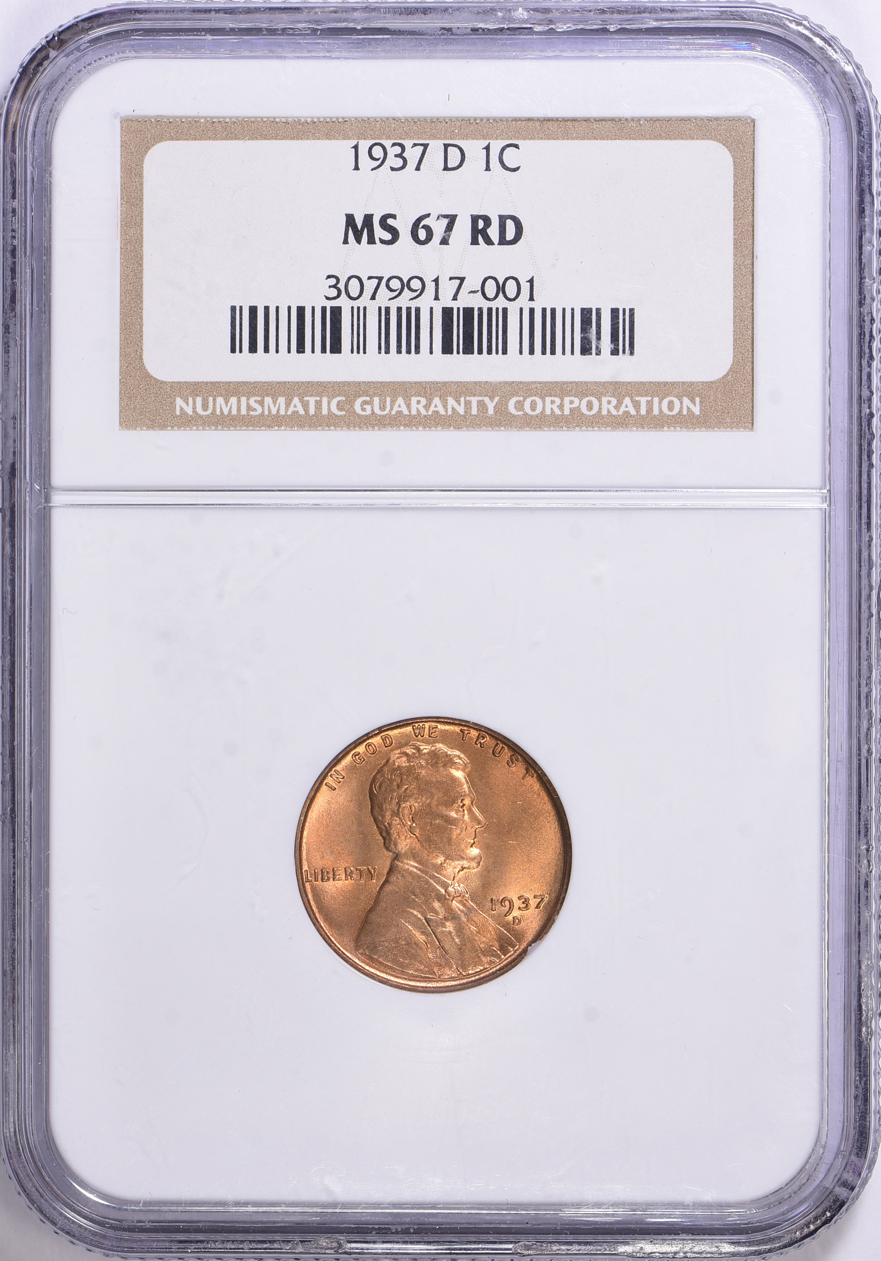 1937-D Lincoln Cent NGC MS-67 RD (Item 1779062) | GreatCollections Coin Auctions