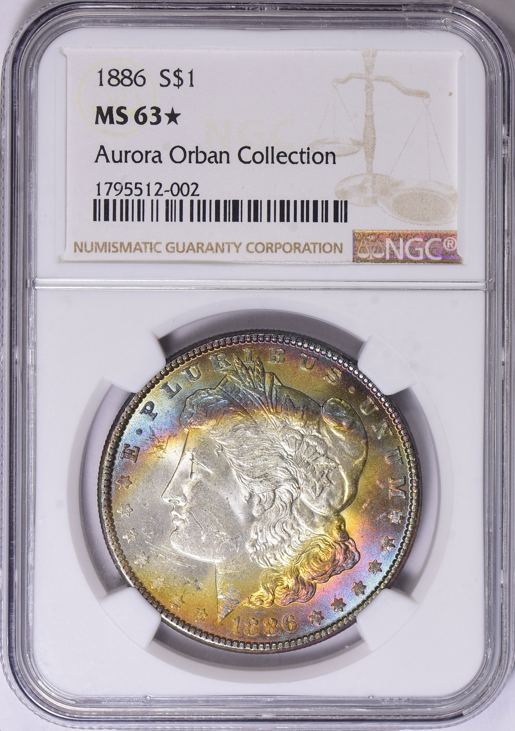 1886 Morgan Silver Dollar NGC MS-63 ★ (Toned) (Aurora Orban Collection ...