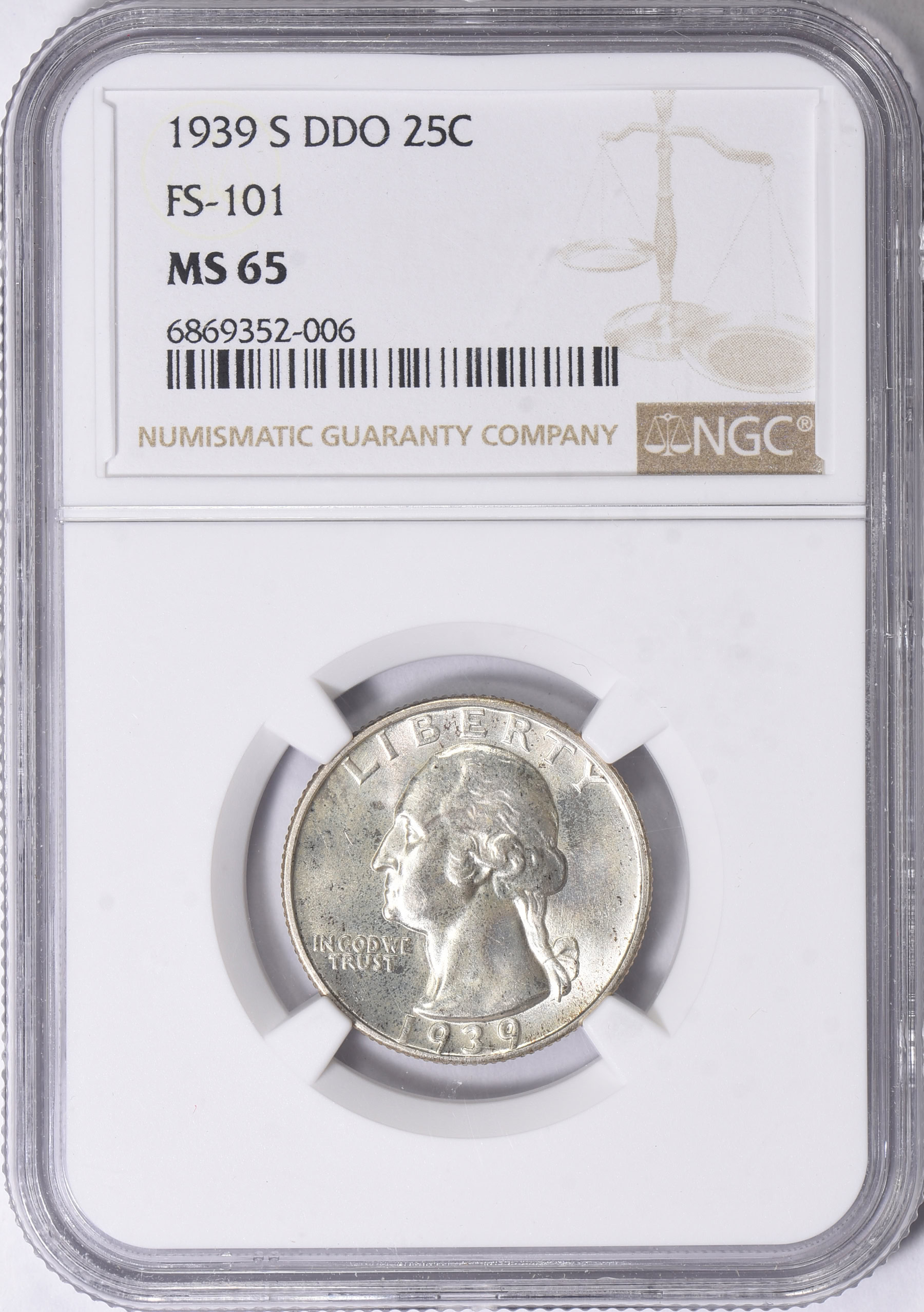 1939-S Washington Quarter Doubled Die Obverse FS-101 NGC MS-65 (Item 1779264) | GreatCollections ...