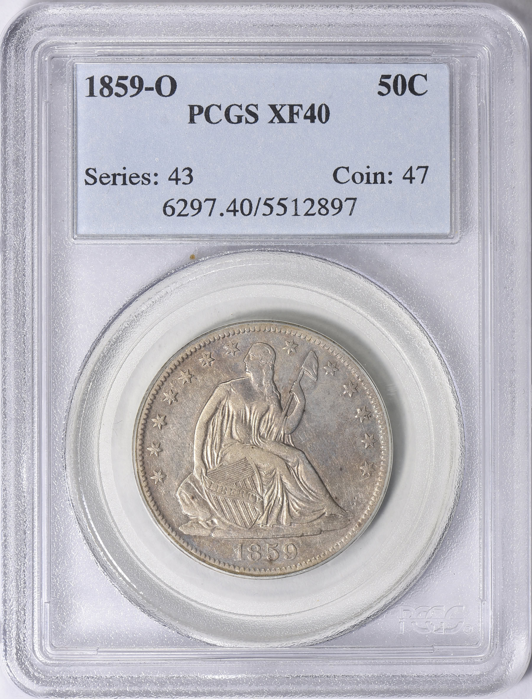 1859-O Seated Liberty Half Dollar PCGS XF-40 (Item 1779277) | GreatCollections Coin Auctions