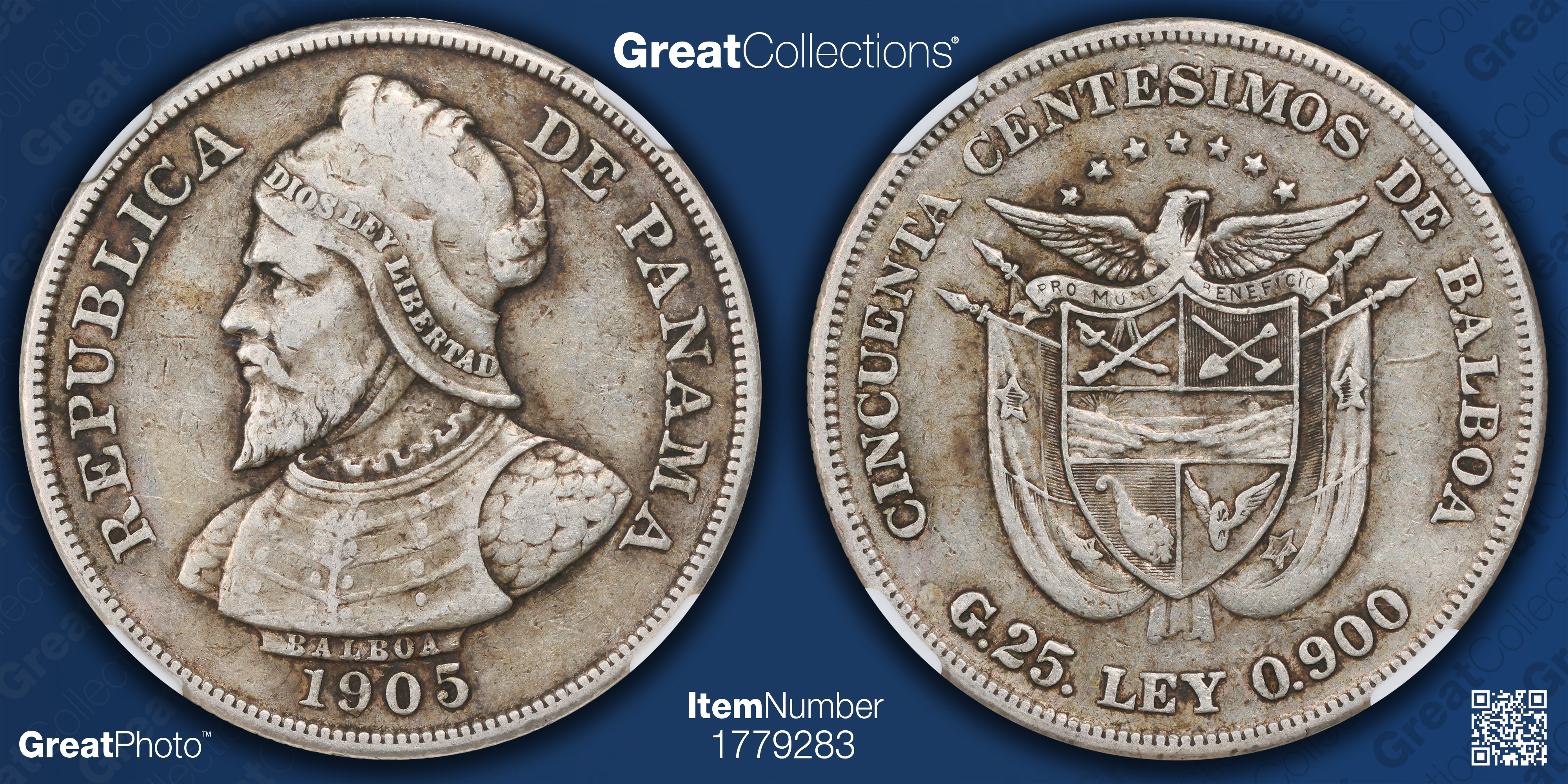 Panama 1905 Silver 50 Centesimos KM-5 NGC VF-25 (Item 1779283 ...