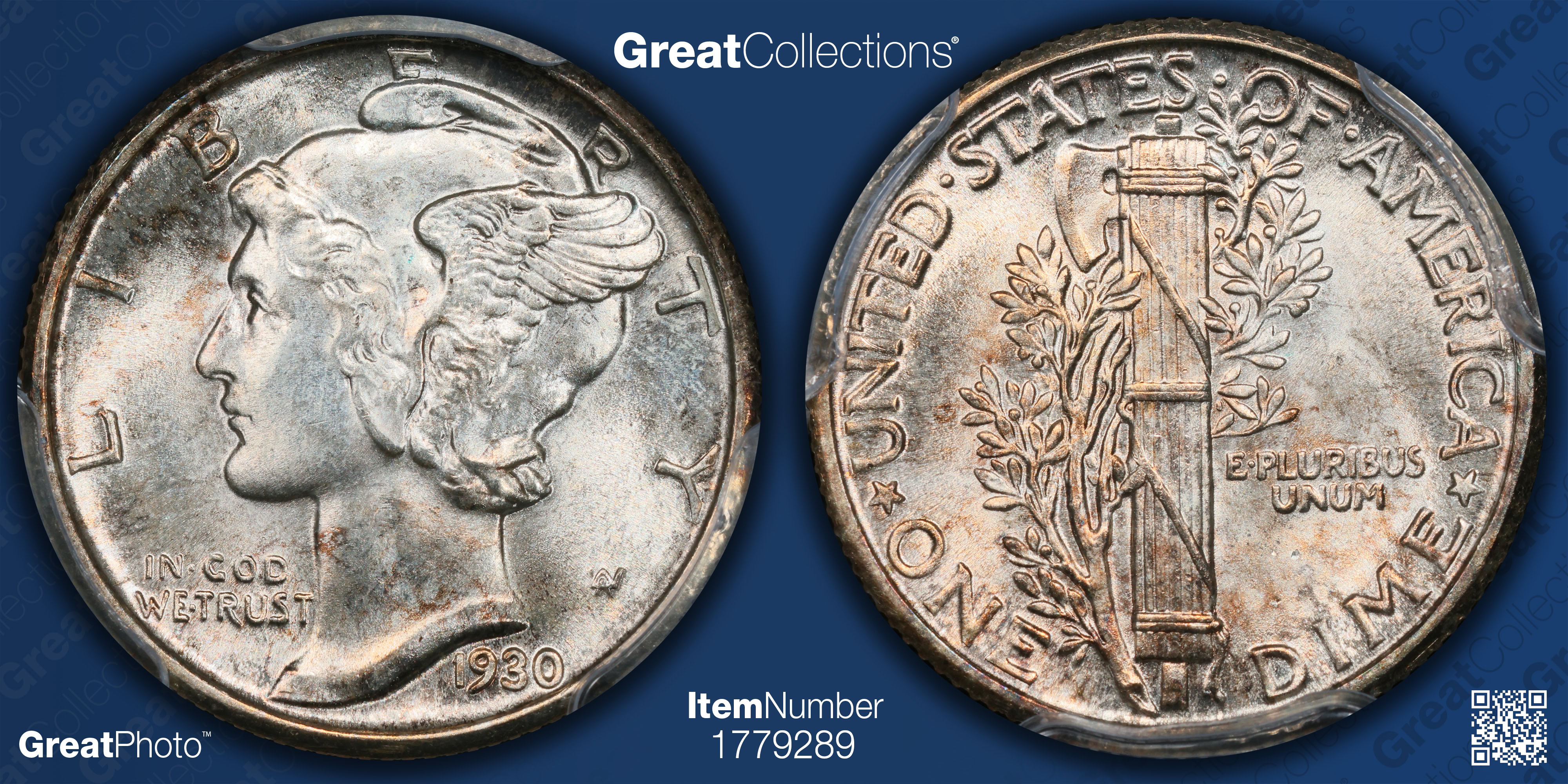 1930 Mercury Dime PCGS MS-66 FB (Item 1779289) | GreatCollections Coin ...