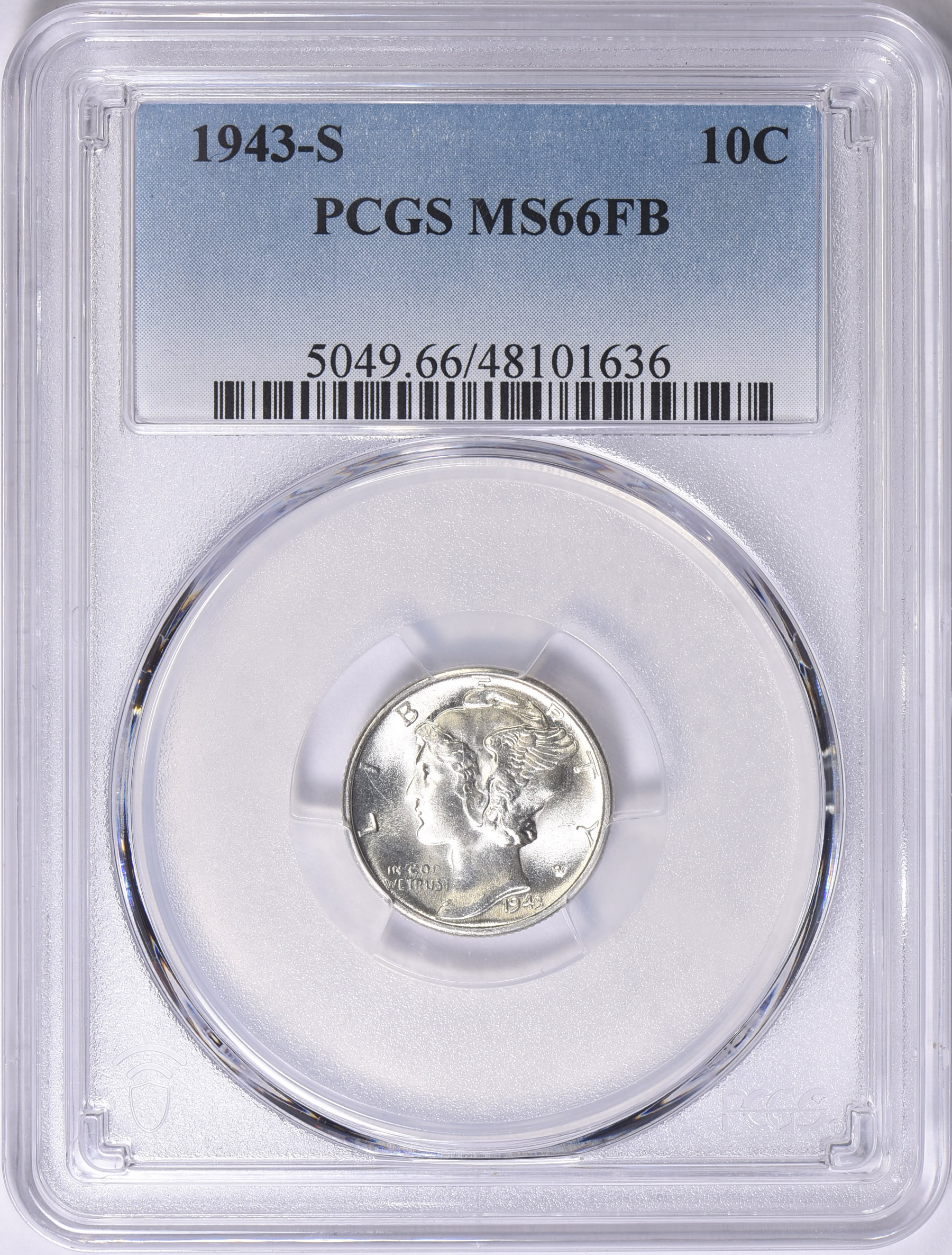 1943-S Mercury Dime PCGS MS-66 FB (Item 1779296) | GreatCollections Coin Auctions