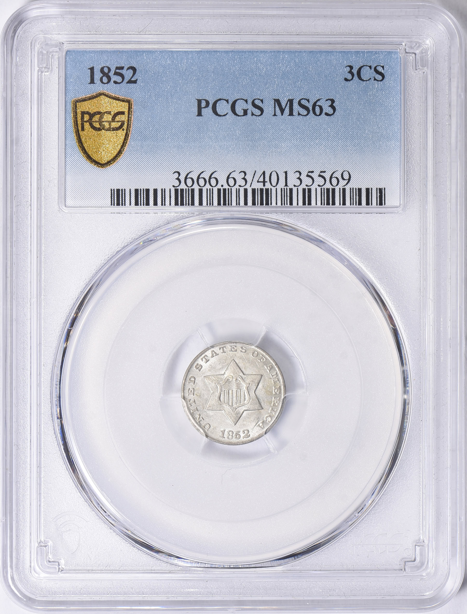 1852 Silver Three-Cent Piece PCGS MS-63 (Item 1779310 ...