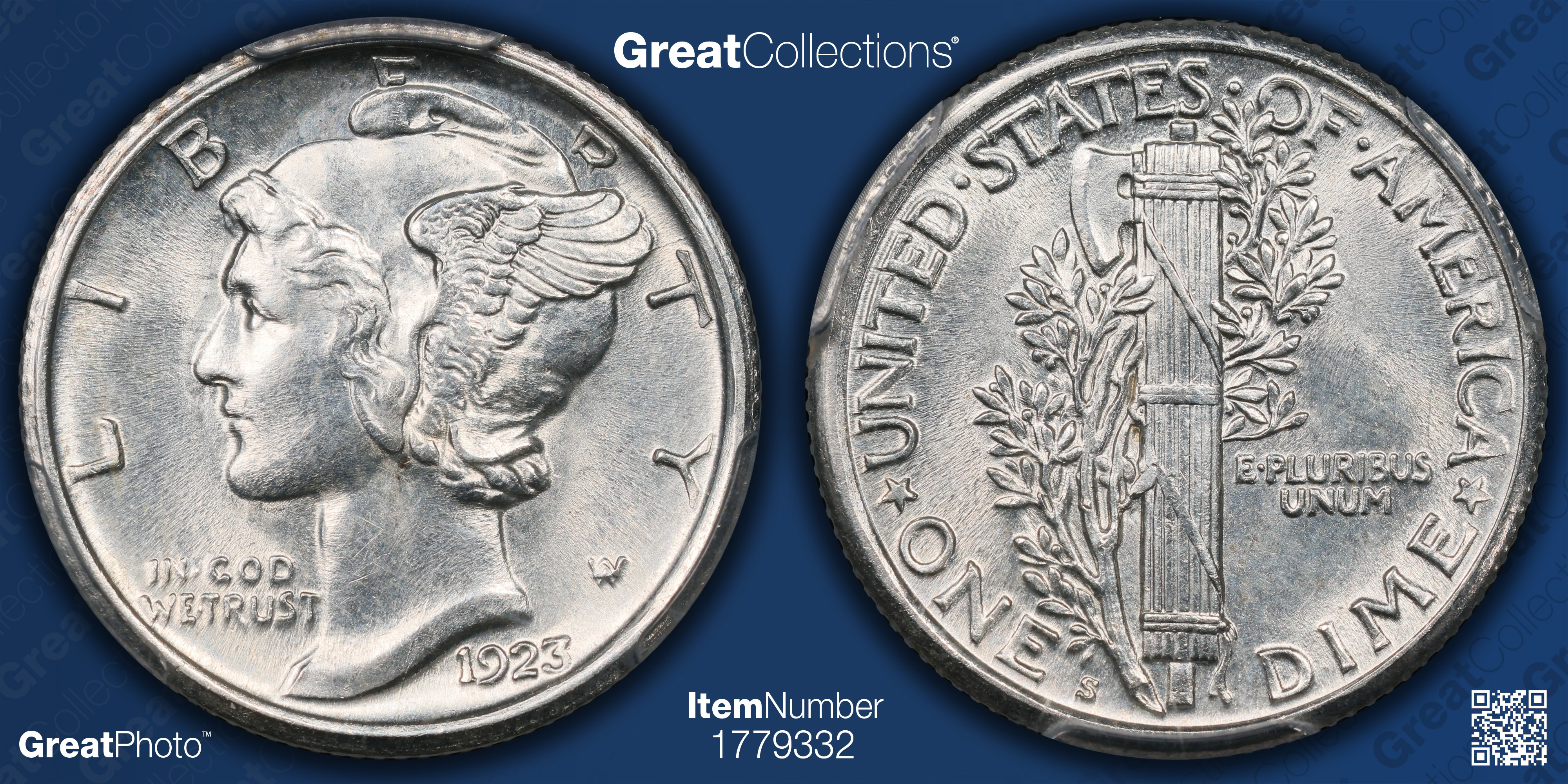 1923-S Mercury Dime PCGS MS-63 (Item 1779332) | GreatCollections Coin ...