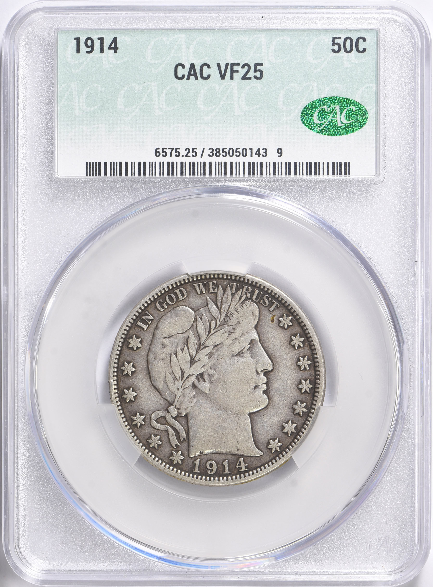 1914 Barber Half Dollar CACG VF-25 (Item 1779367) | GreatCollections Coin Auctions