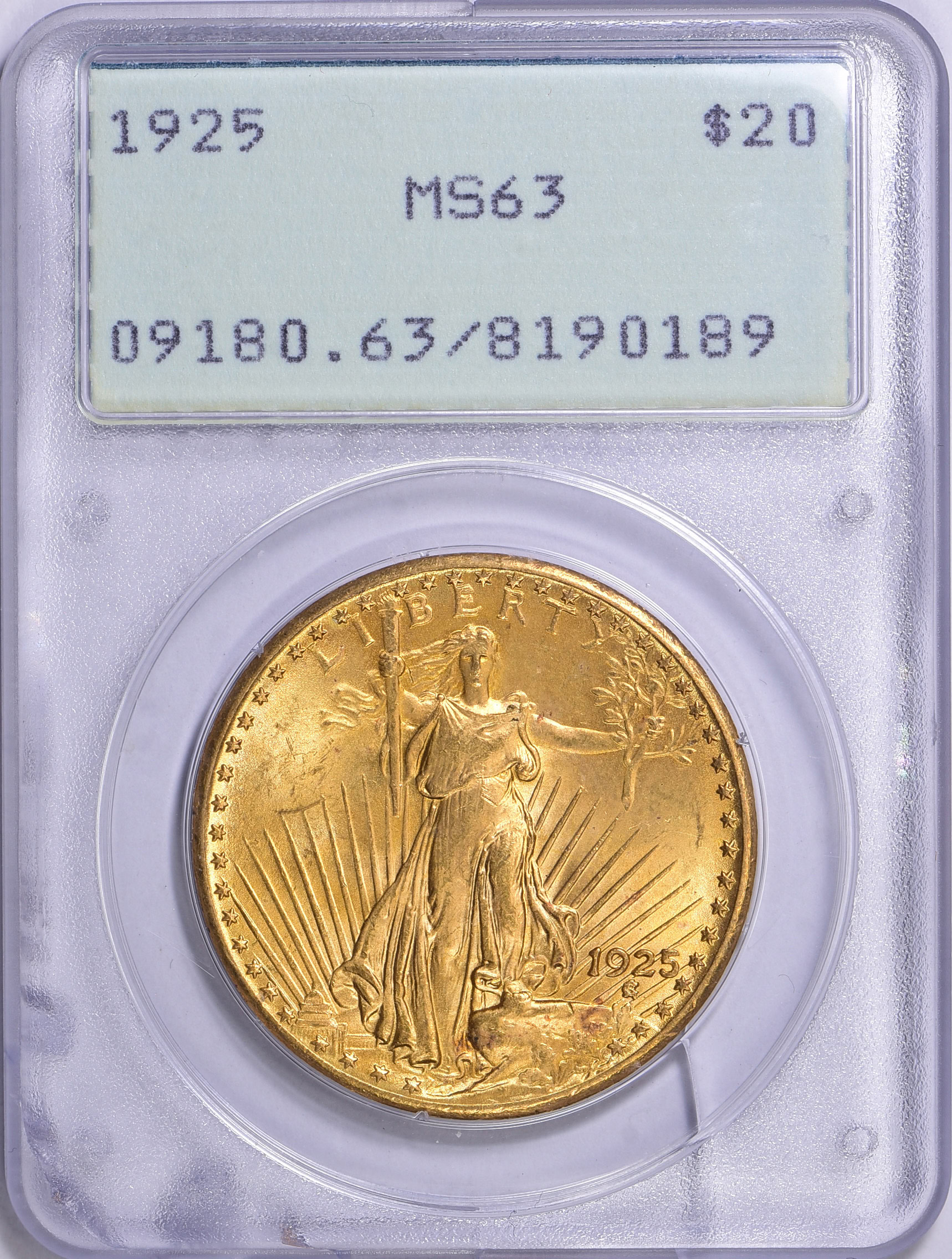1925 Saint-Gaudens Gold Double Eagle PCGS MS-63 OGH (1st Gen) (Item 1779389) | GreatCollections ...