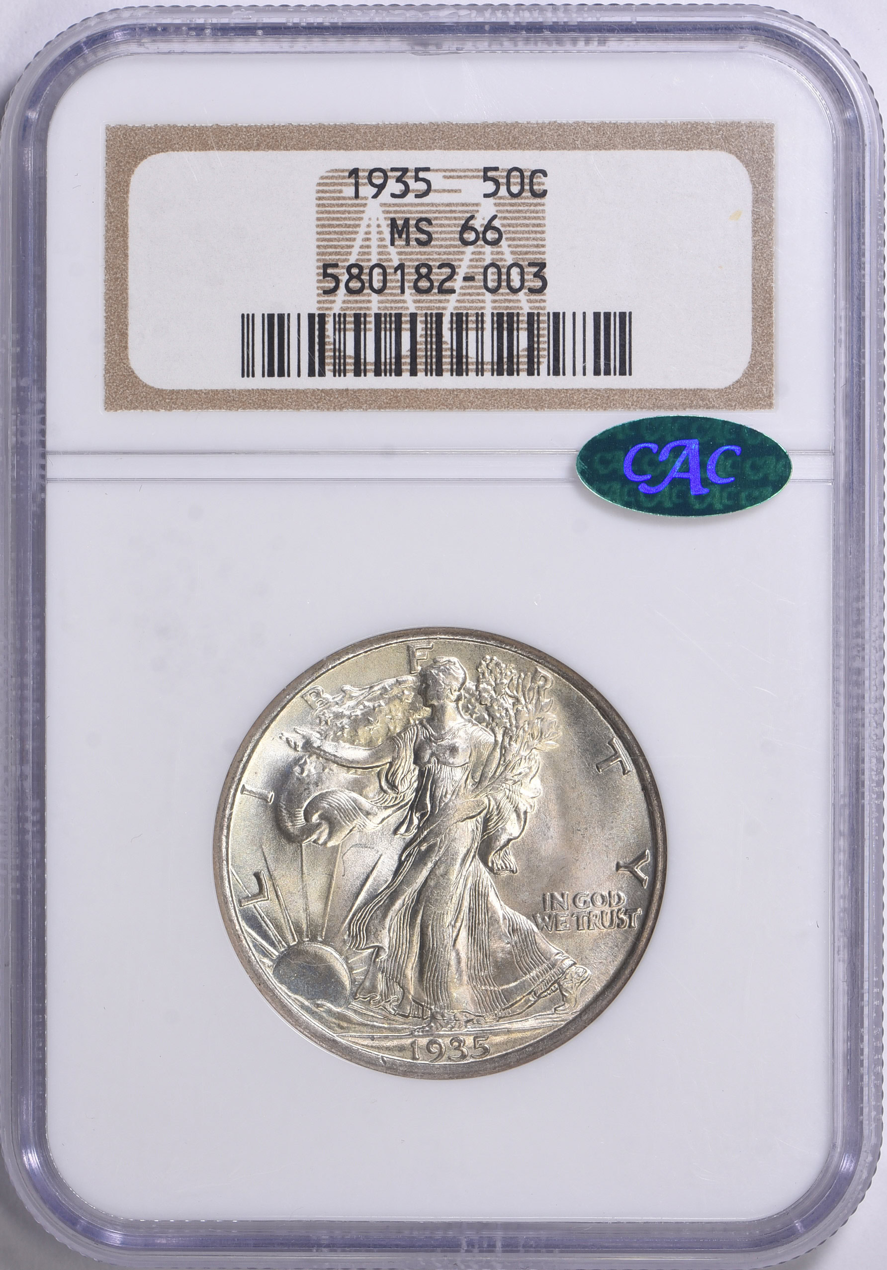 1935 Walking Liberty Half Dollar NGC MS-66 (CAC Green) (Item 1779416) | GreatCollections Coin ...