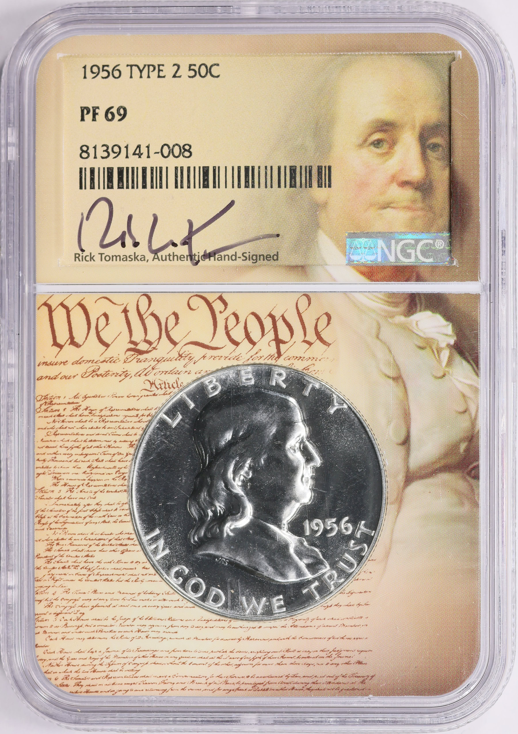 1956 Franklin Half Dollar Type 2 NGC Proof-69 (Rick Tomaska Signed ...