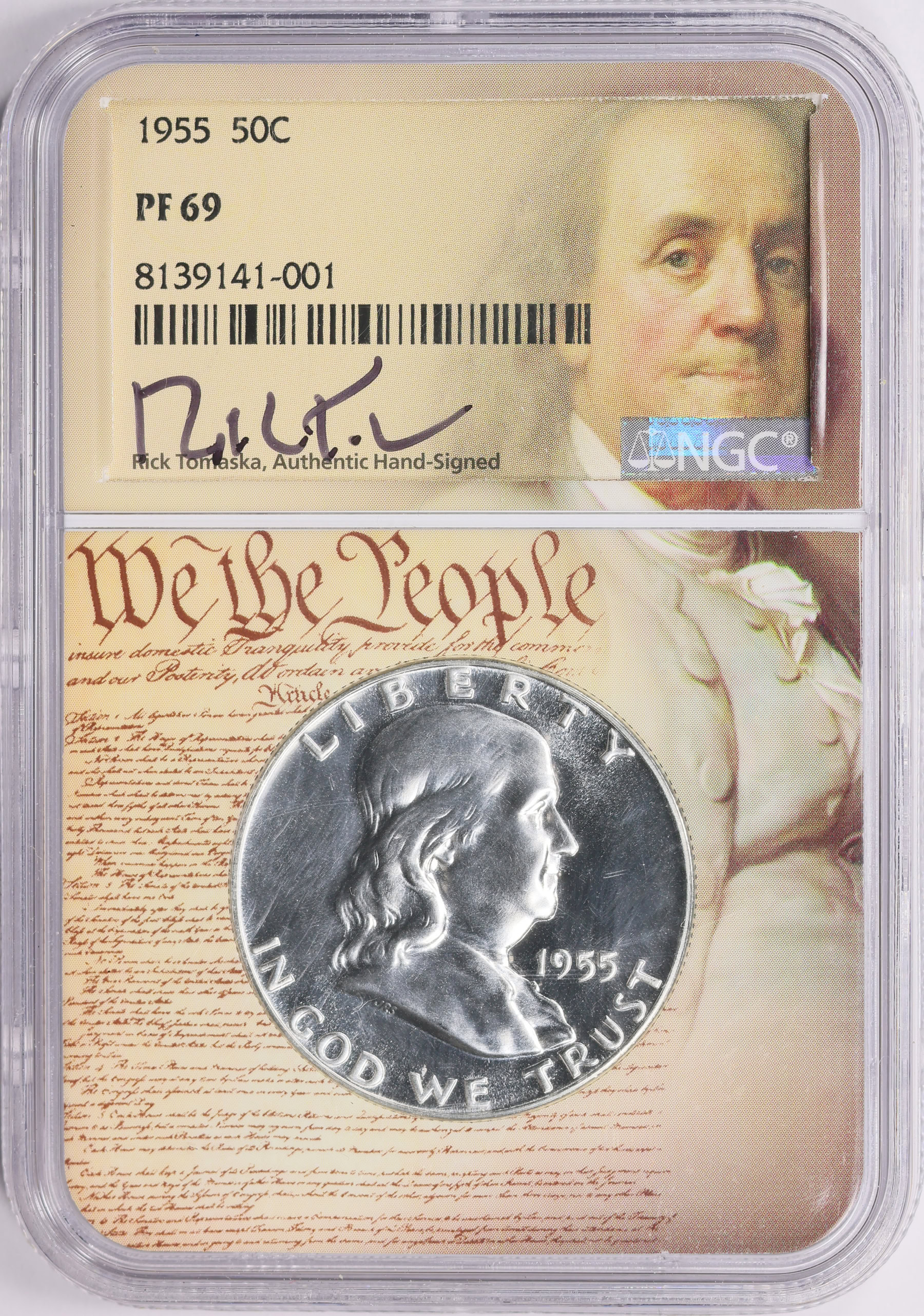 1955 Franklin Half Dollar NGC Proof-69 (Rick Tomaska Signed Label) (We ...