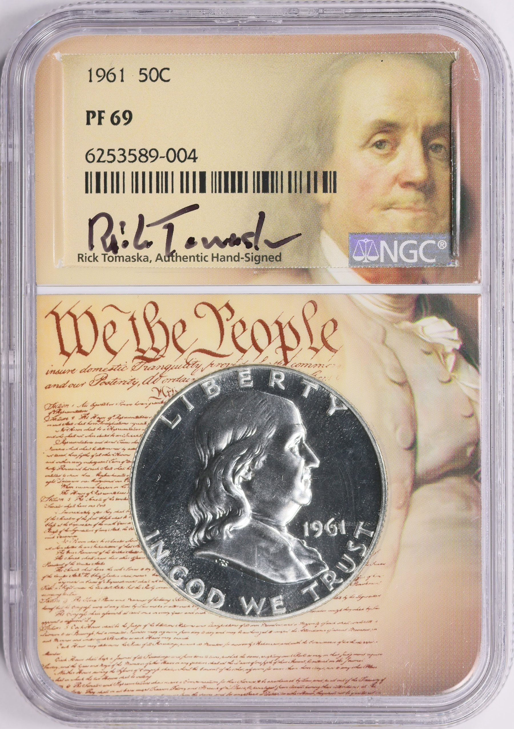 1961 Franklin Half Dollar NGC Proof-69 (Rick Tomaska Signed Label) (We ...