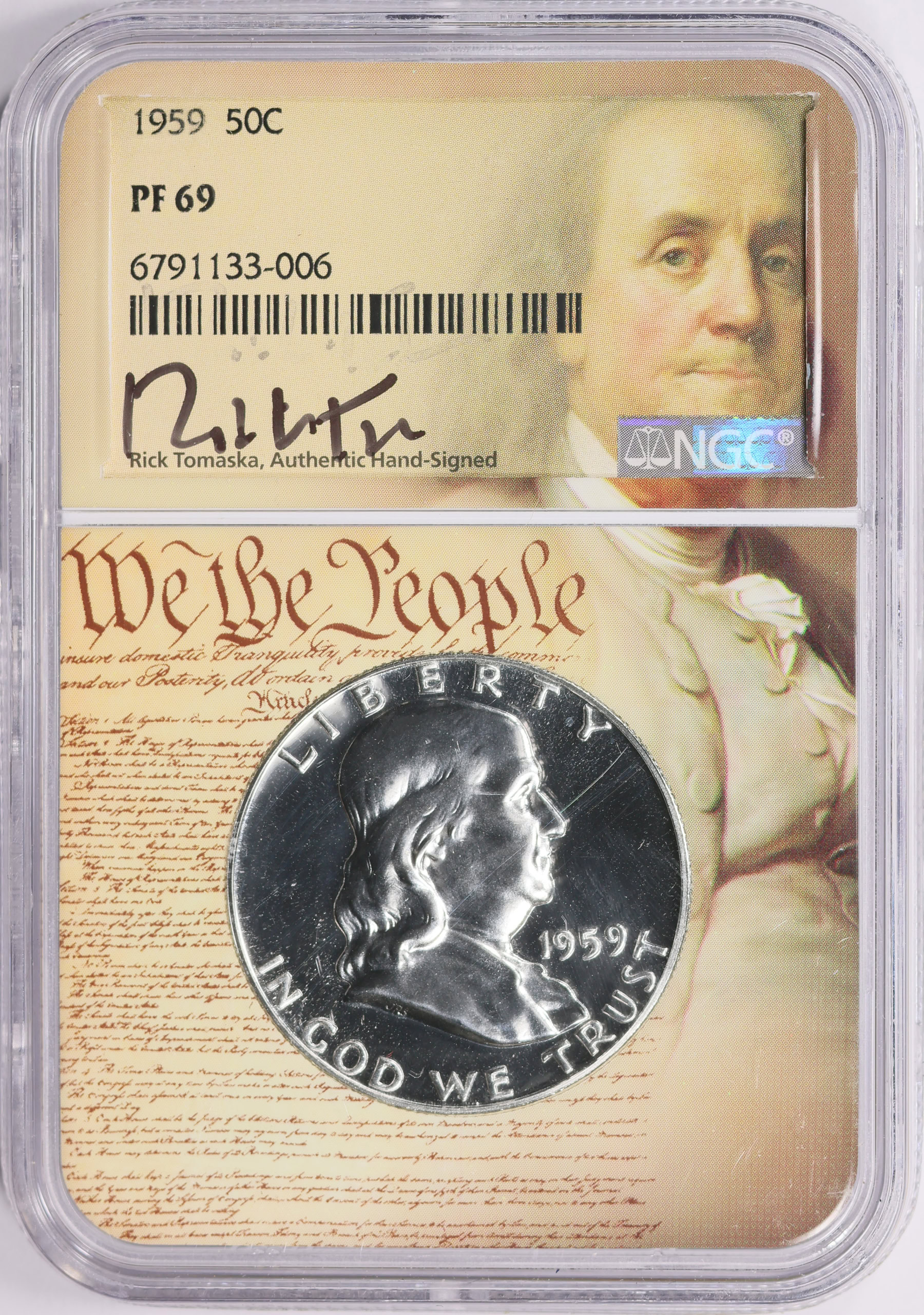 1959 Franklin Half Dollar NGC Proof-69 (Rick Tomaska Signed Label) (We ...