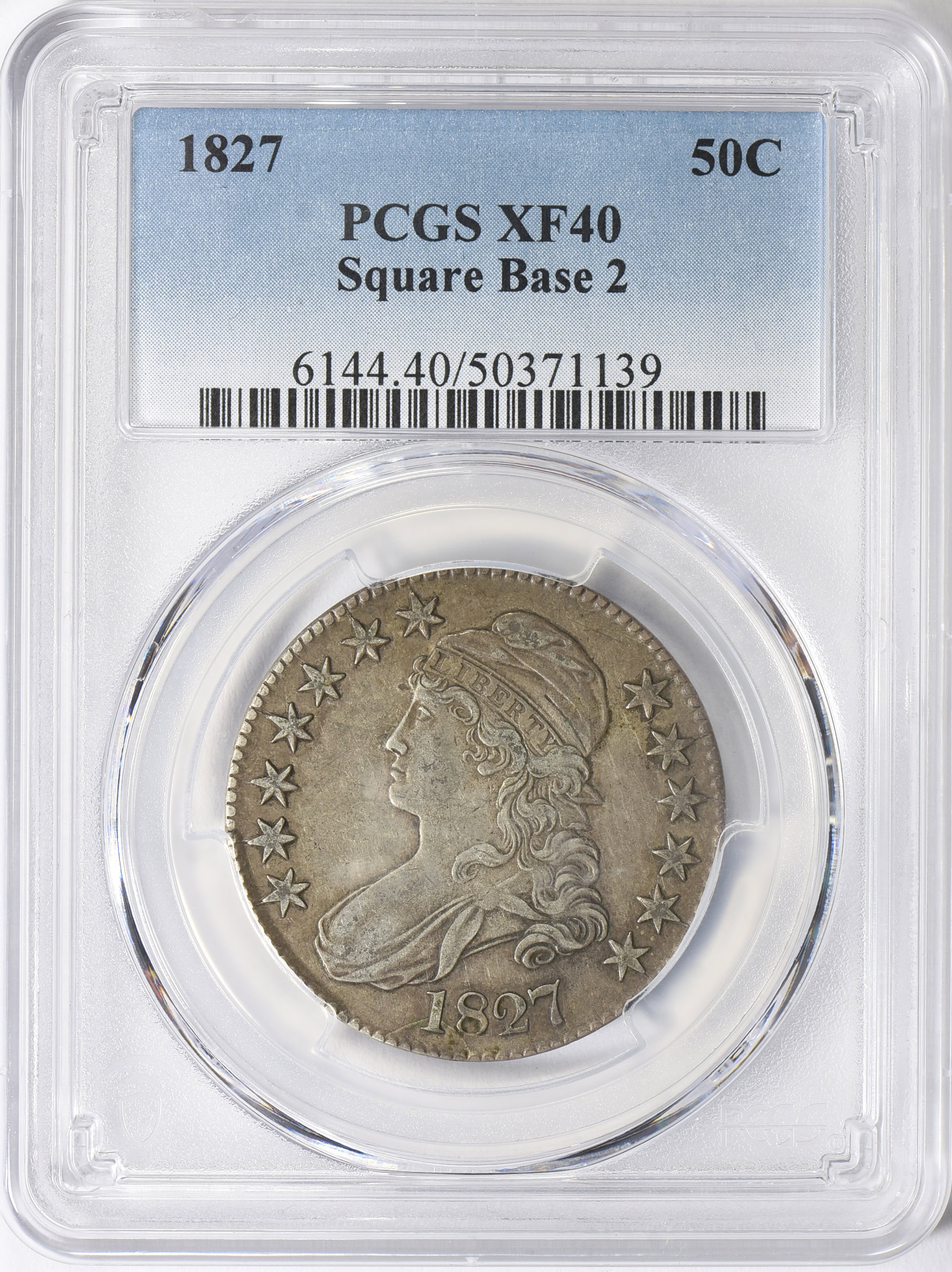 1827 Capped Bust Half Dollar Square Base 2 PCGS XF-40 (Item 1779499) | GreatCollections Coin ...