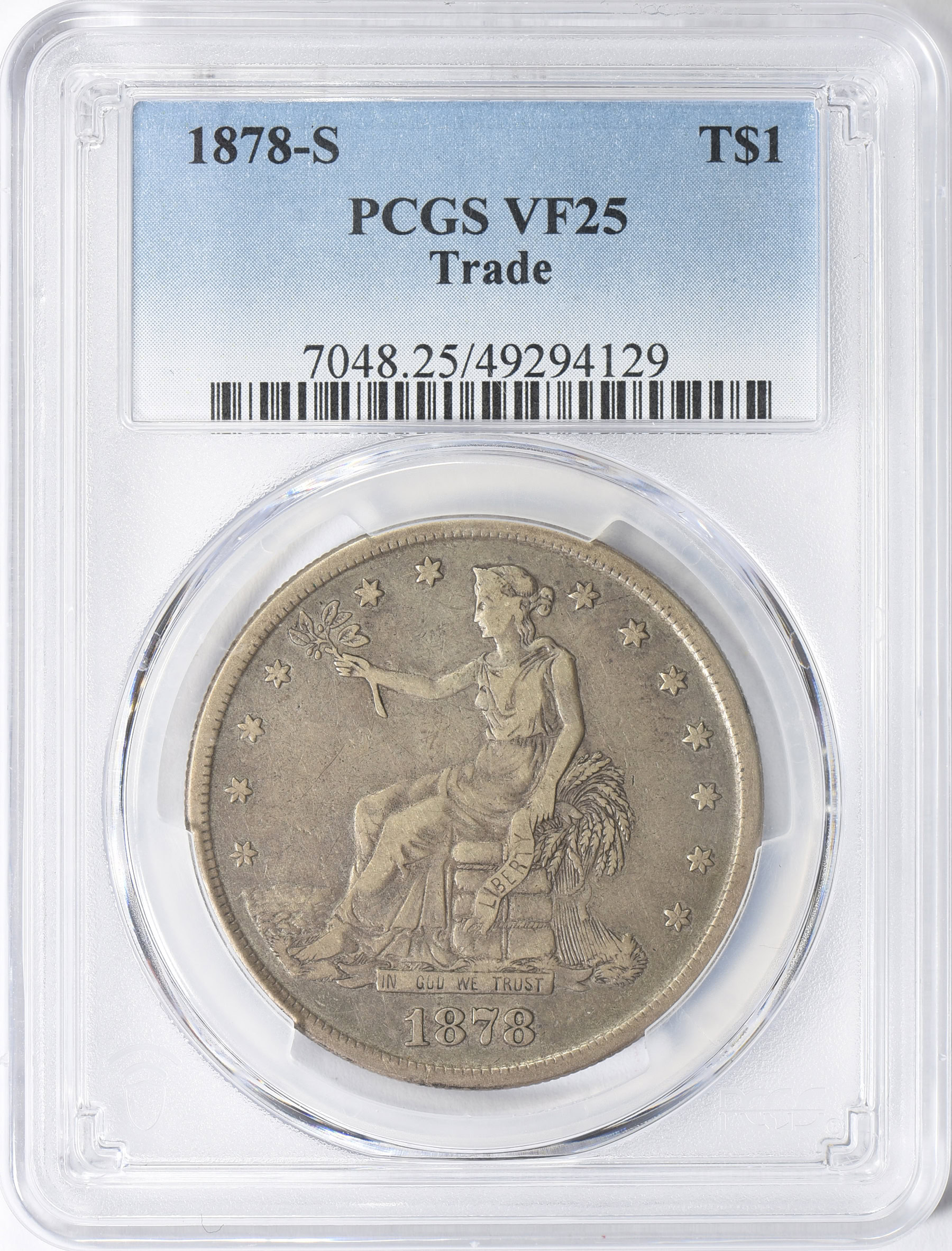 1878-S Trade Silver Dollar PCGS VF-25 (Item 1779519) | GreatCollections Coin Auctions