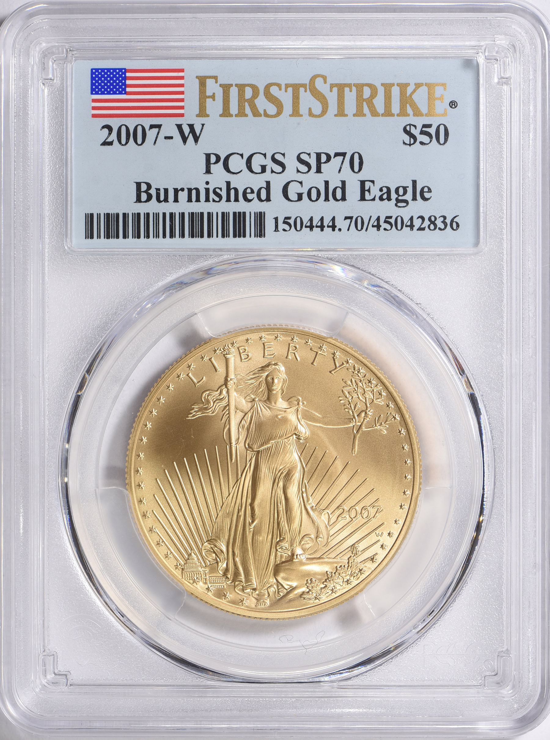 2007-W $50 One-Ounce Gold American Eagle Burnished First Strike PCGS SP-70 (Item 1779552 ...