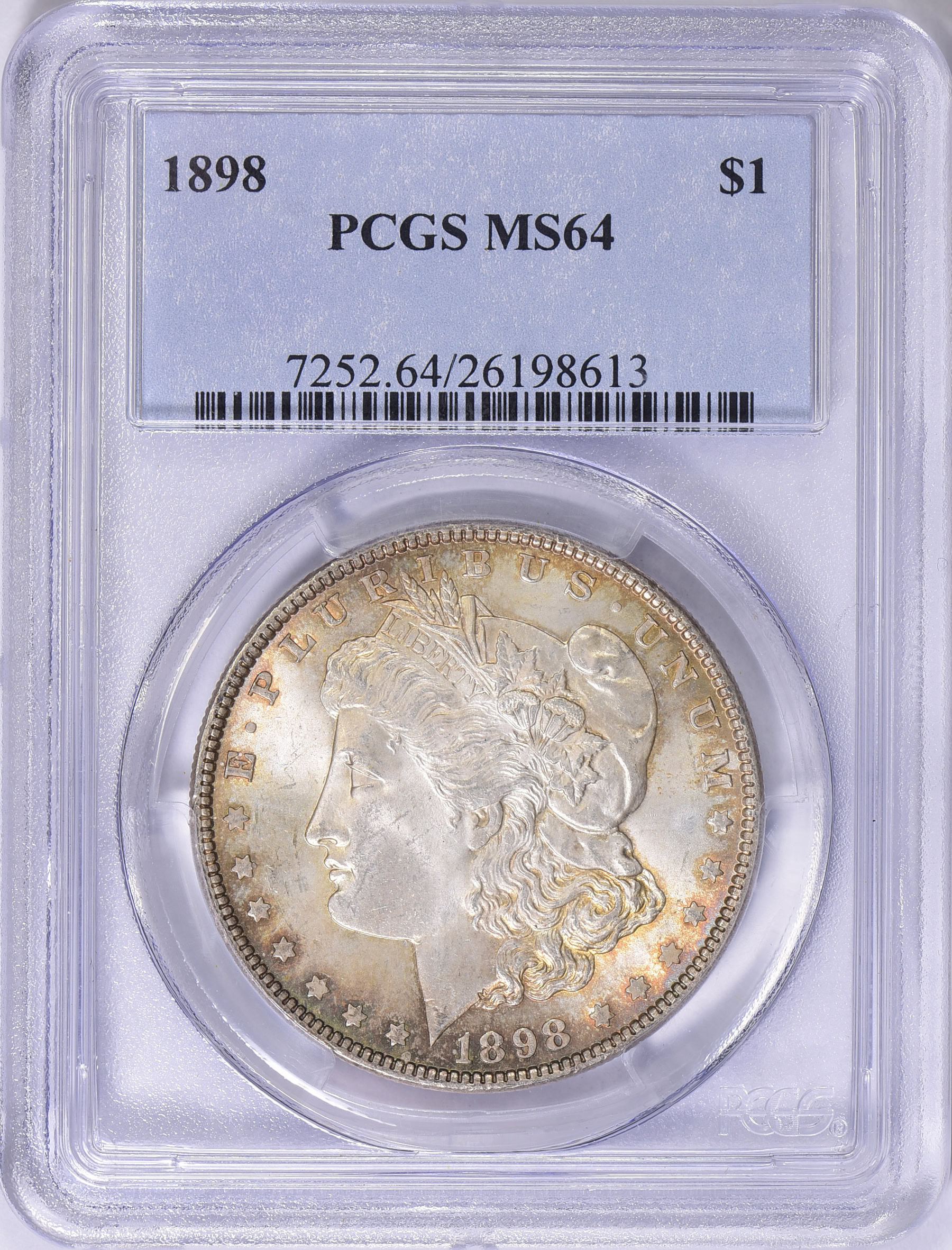 1898 Morgan Silver Dollar PCGS MS-64 (Toned) (Item 1779562) | GreatCollections Coin Auctions