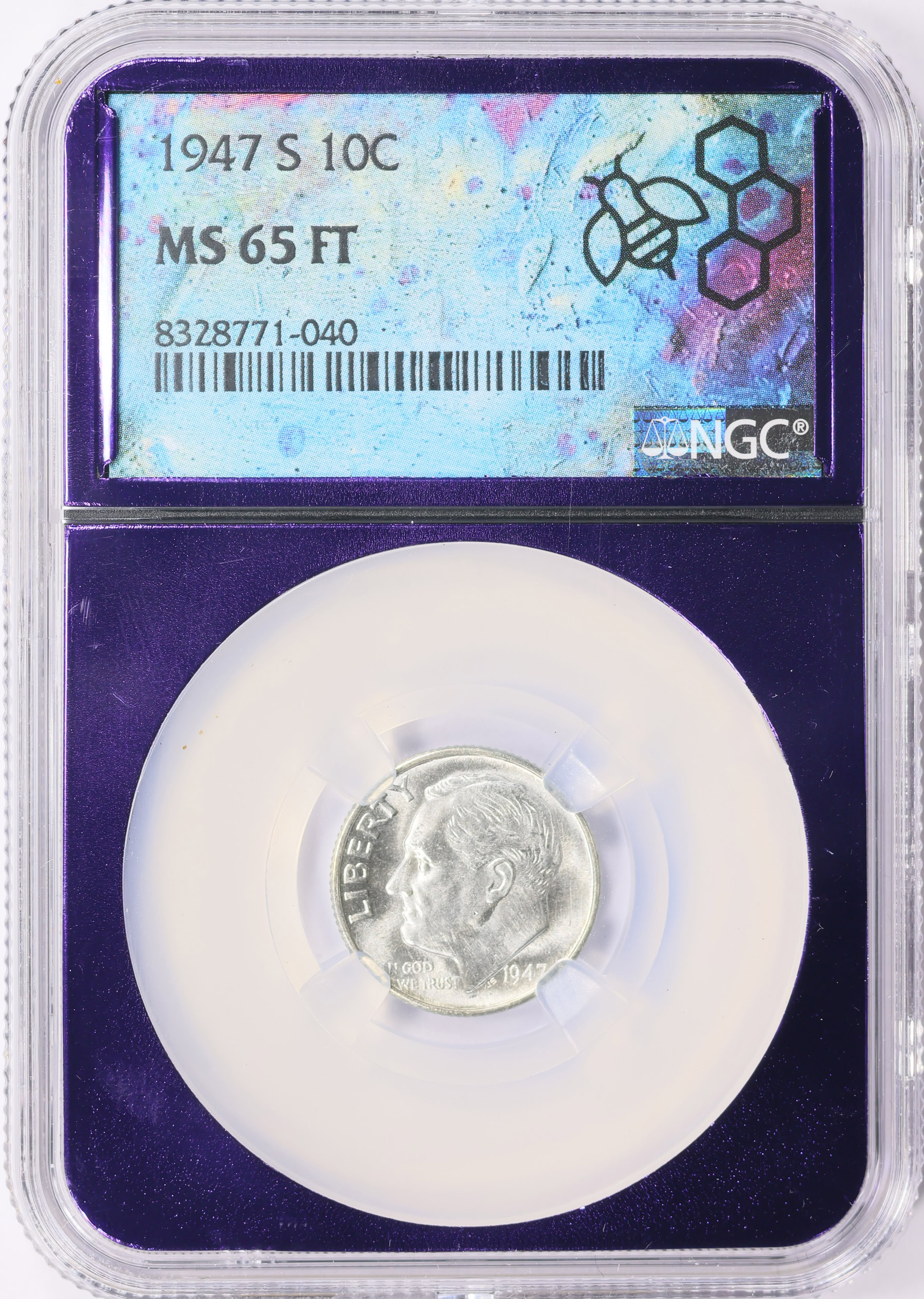 1947-S Roosevelt Dime NGC MS-65 FT (Purple Bee Frame Holder) (Item ...