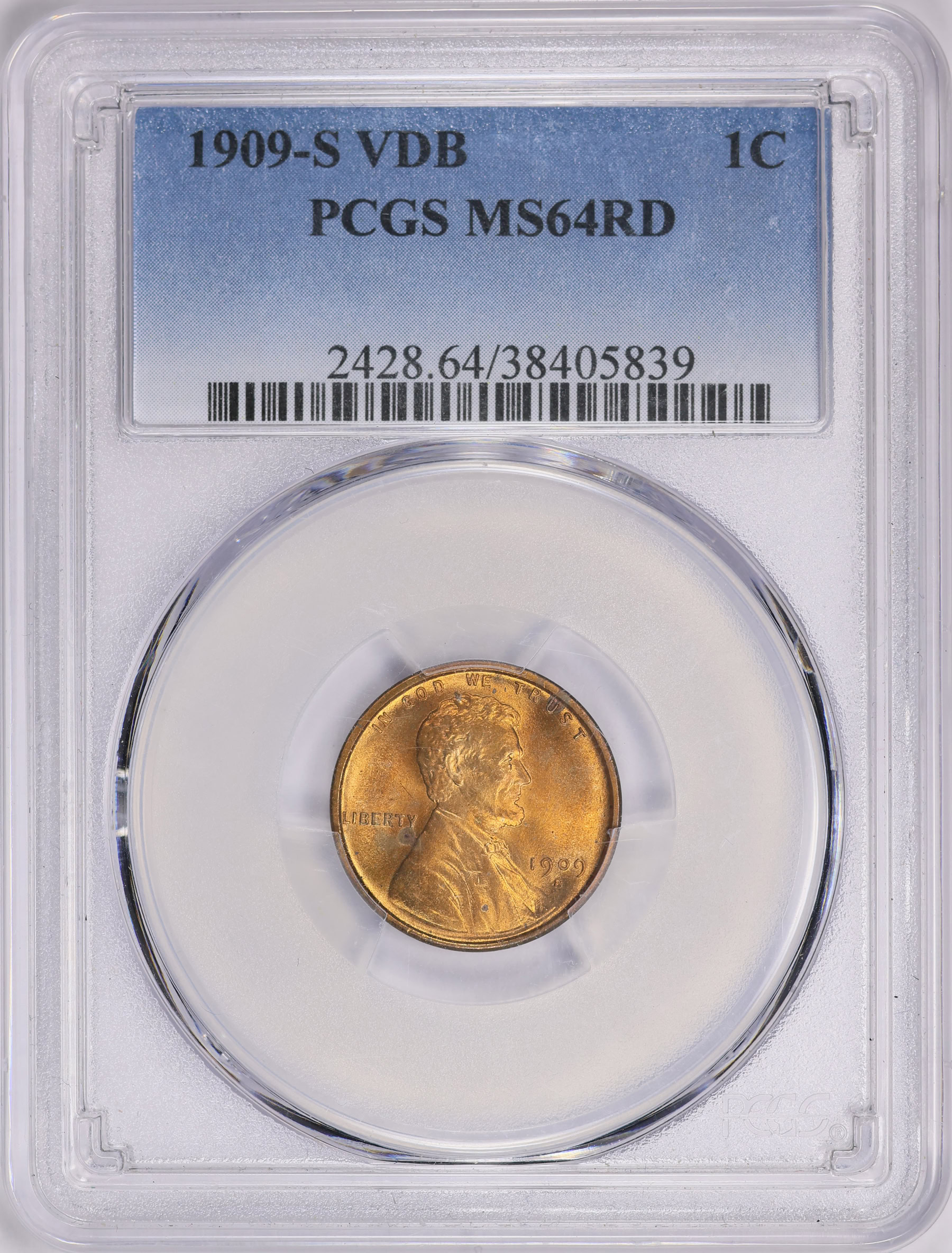 1909-S Lincoln Cent V.D.B. PCGS MS-64 RD (Item 1779596) | GreatCollections Coin Auctions