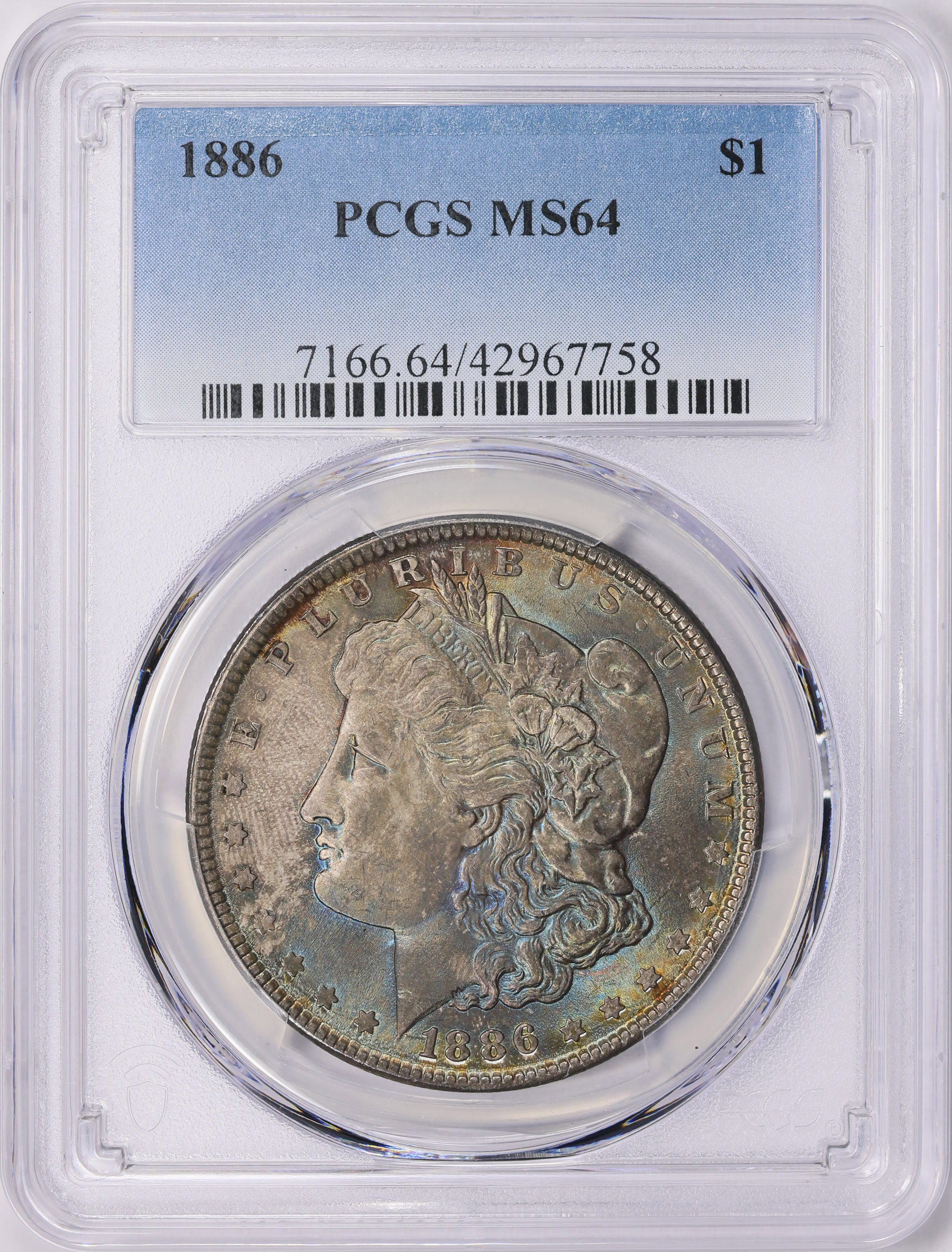 1886 Morgan Silver Dollar PCGS MS-64 (Toned) (Item 1779615) | GreatCollections Coin Auctions