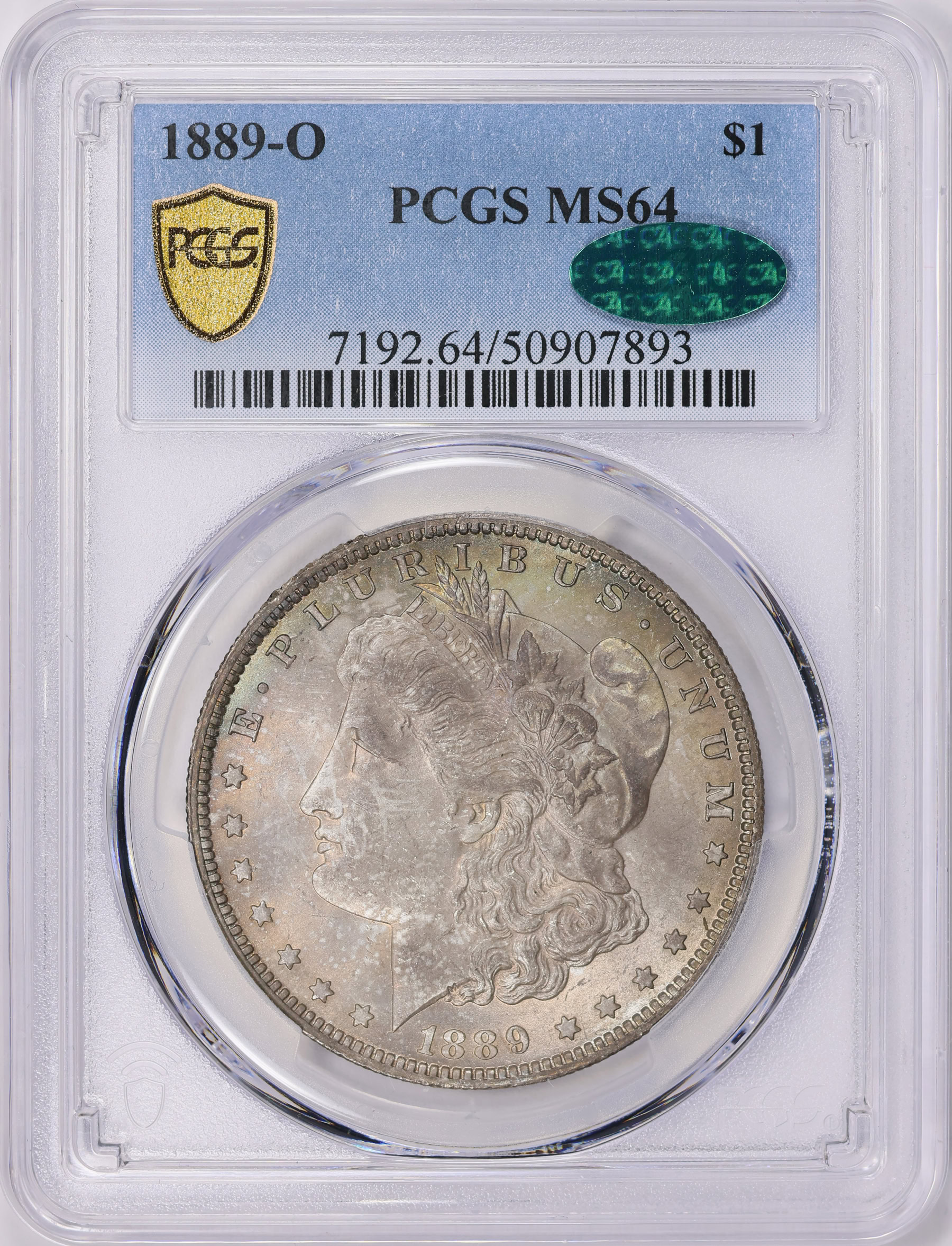 1889-O Morgan Silver Dollar PCGS MS-64 (CAC Green) (Toned) (Item 1779623) | GreatCollections ...