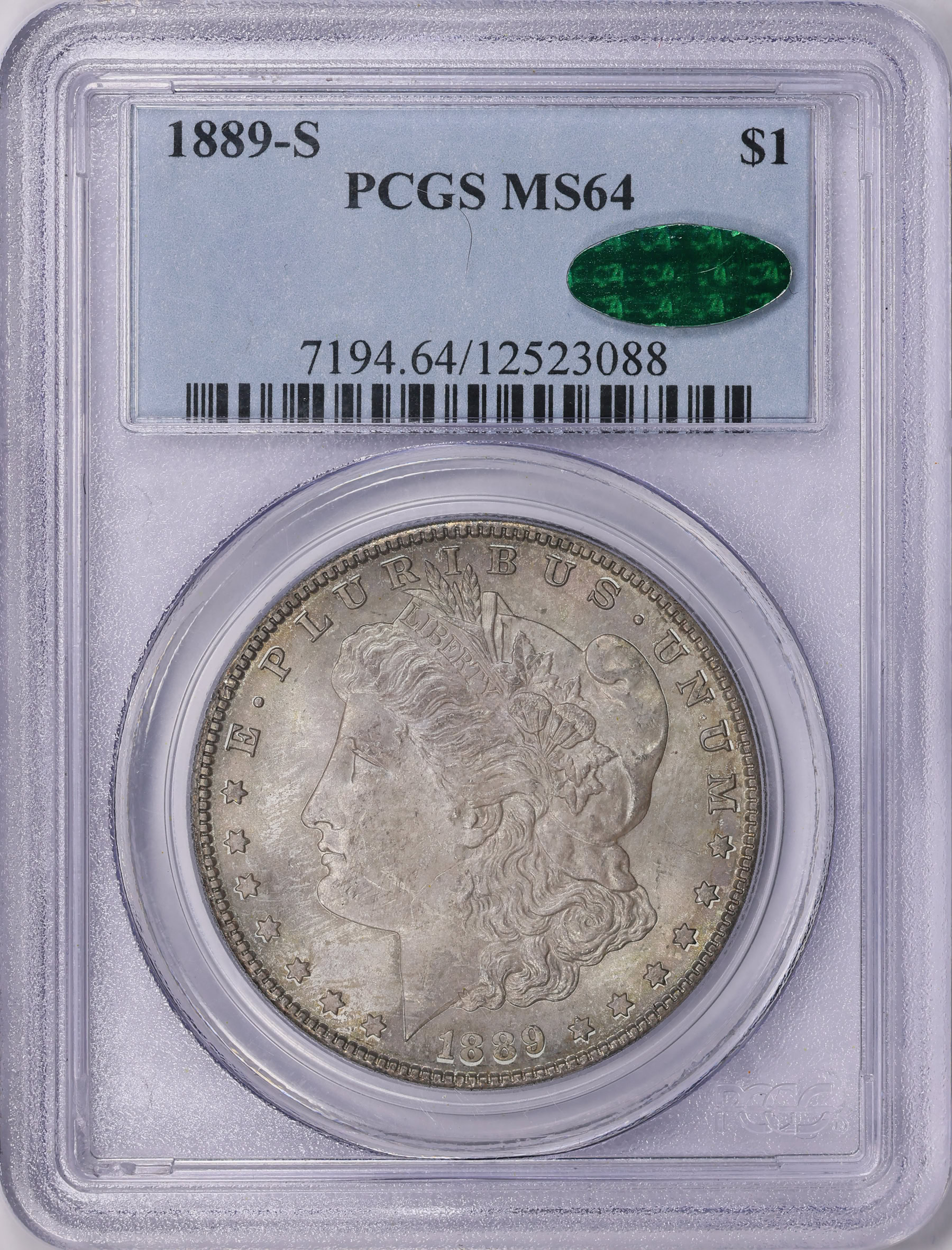 1889-S Morgan Silver Dollar PCGS MS-64 (CAC Green) (Item 1779624) | GreatCollections Coin Auctions