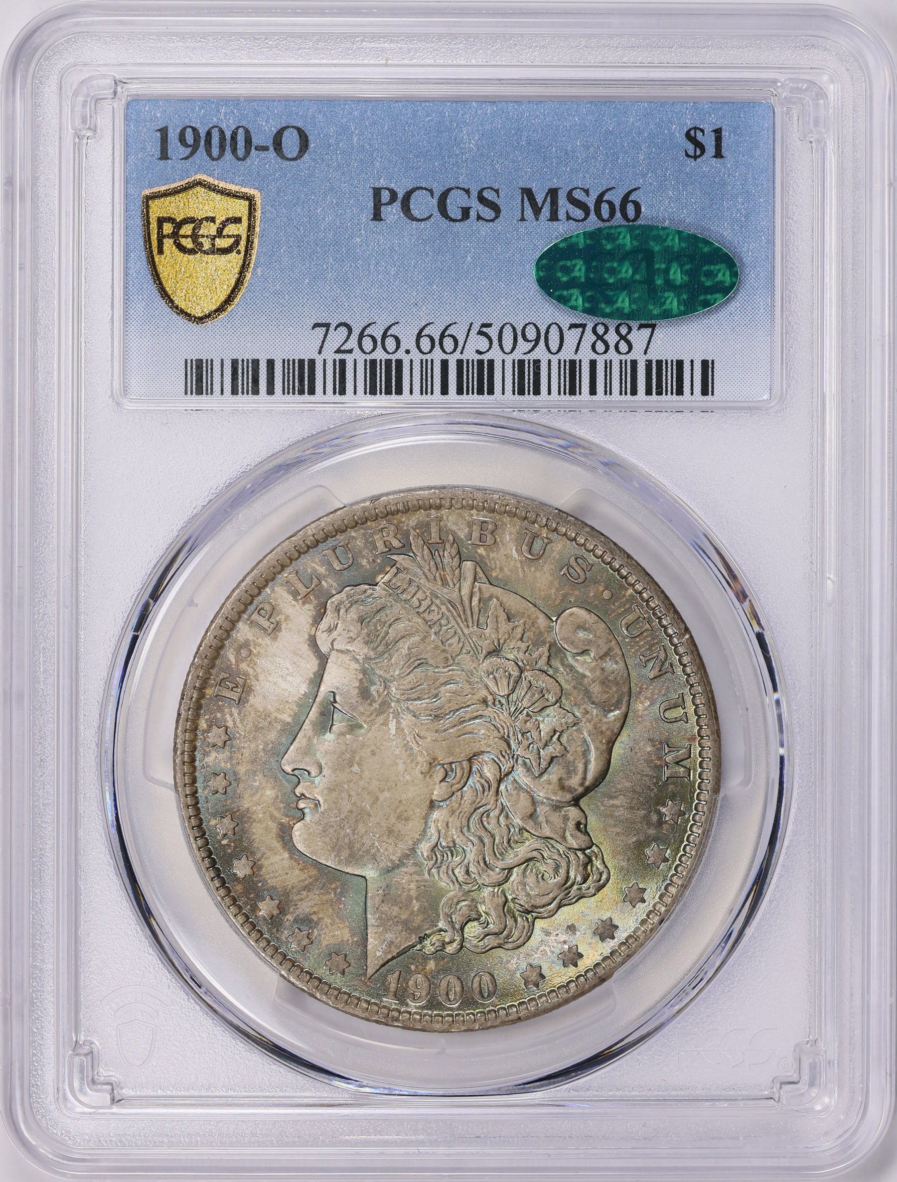 1900-O Morgan Silver Dollar PCGS MS-66 (CAC Green) (Toned) (Item 1779630) | GreatCollections ...