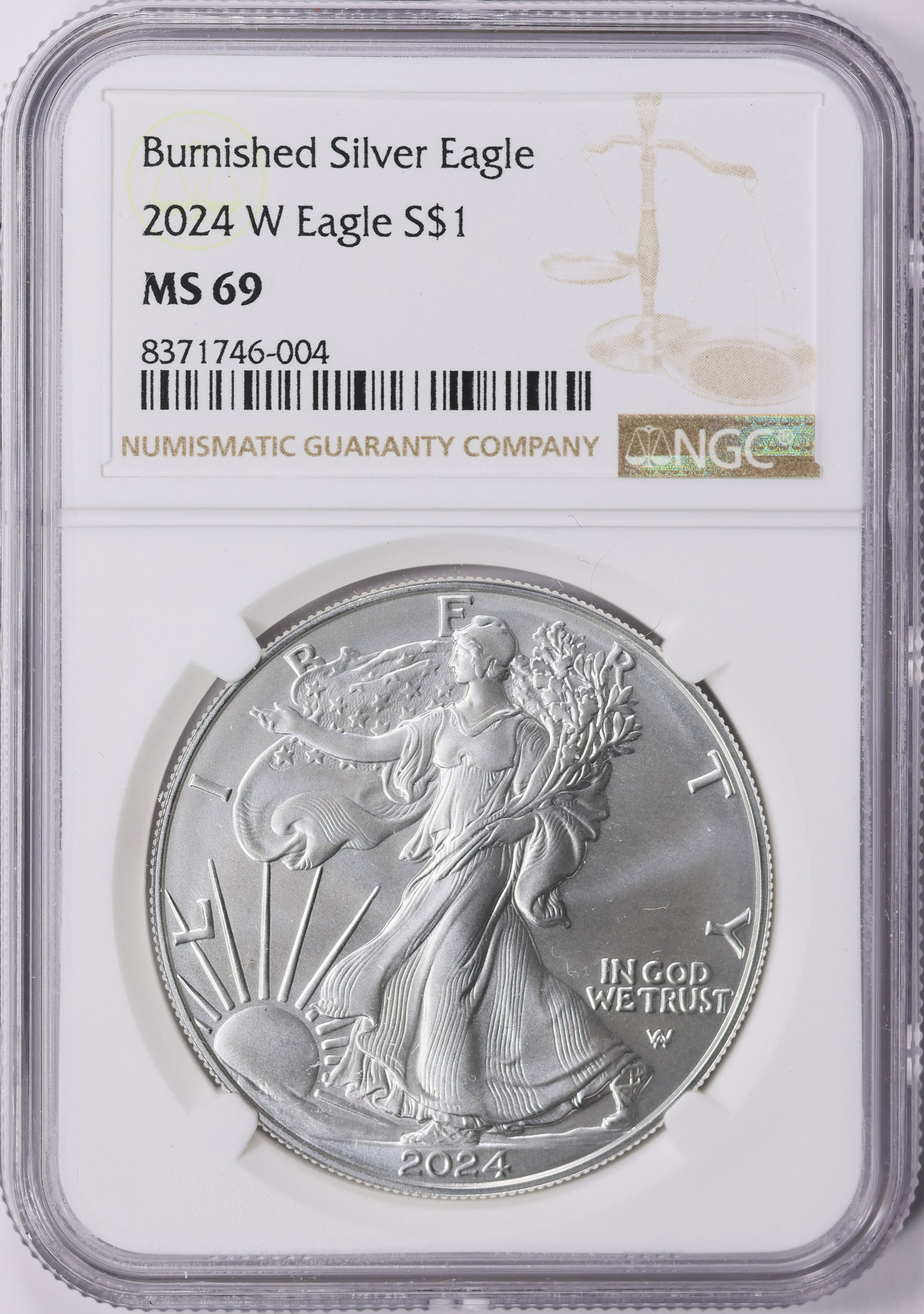 2024-W $1 Silver Eagle Burnished NGC MS-69 | NGC Cert #8371746-004 | GreatCollections Coin ...