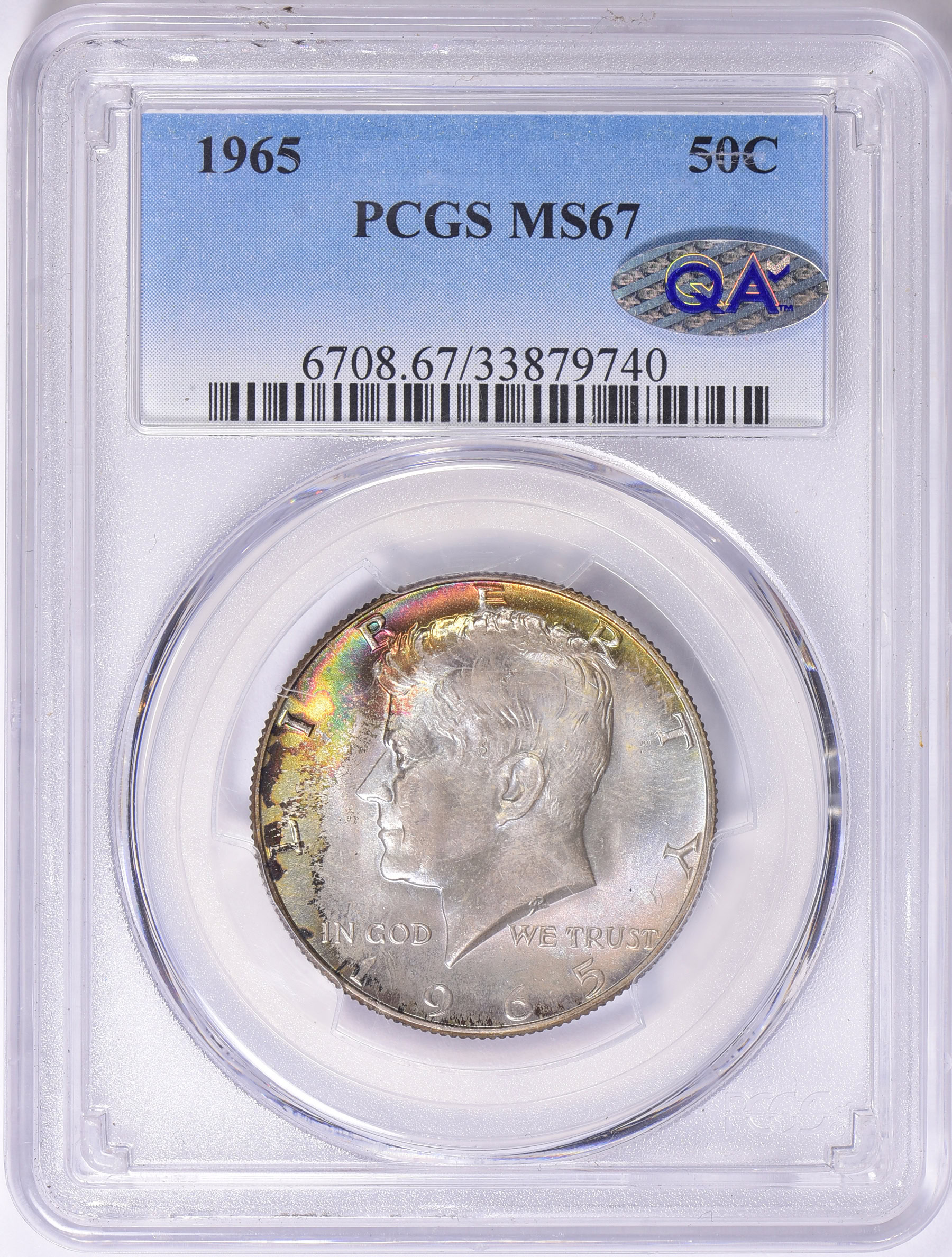 1965 Kennedy Half Dollar PCGS MS-67 (QA) (Toned) (Item 1779713) | GreatCollections Coin Auctions