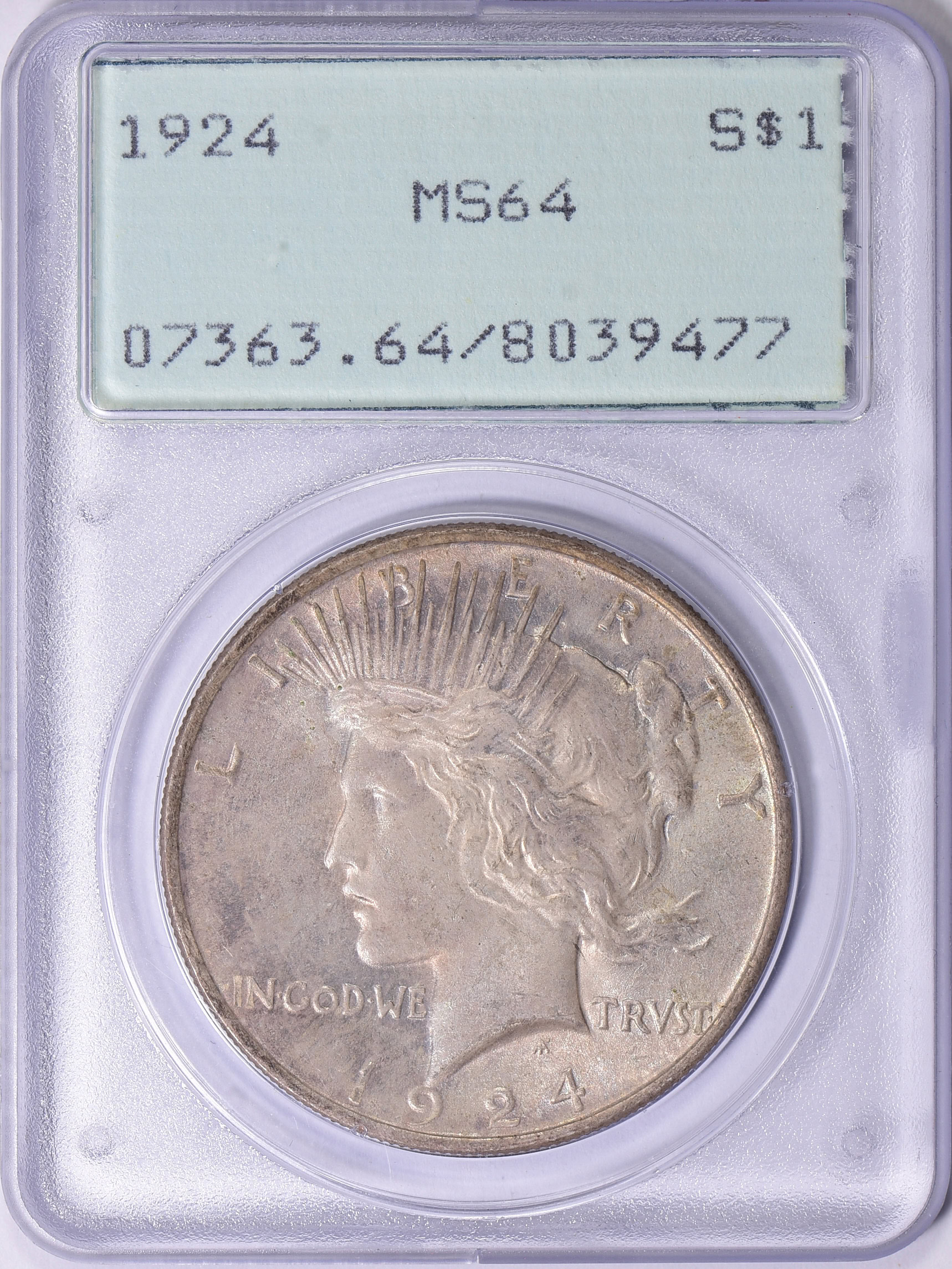 1924 Peace Silver Dollar PCGS MS-64 OGH (1st Gen) (Item 1779722 ...