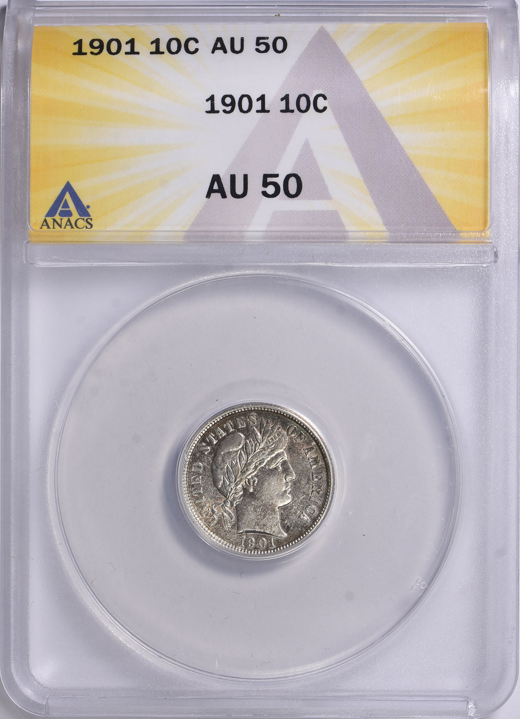 1901 Barber Dime ANACS AU-50 (Item 1779753) | GreatCollections Coin Auctions