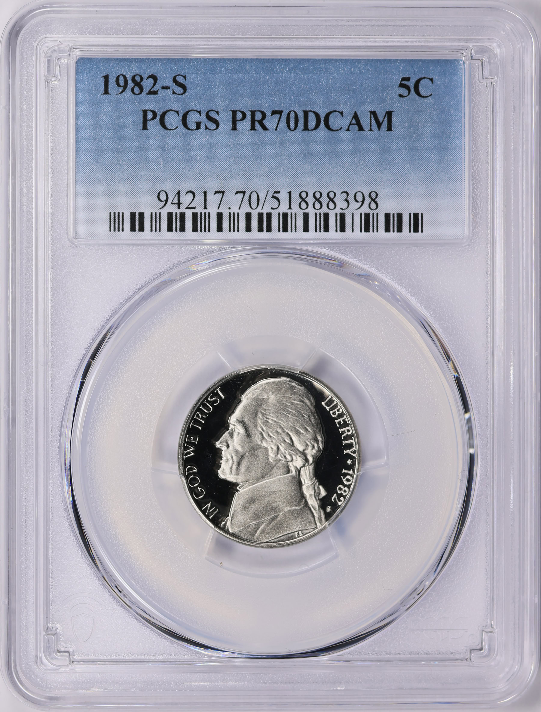 1982-S Jefferson Nickel PCGS Proof-70 DCAM (Item 1779835 ...