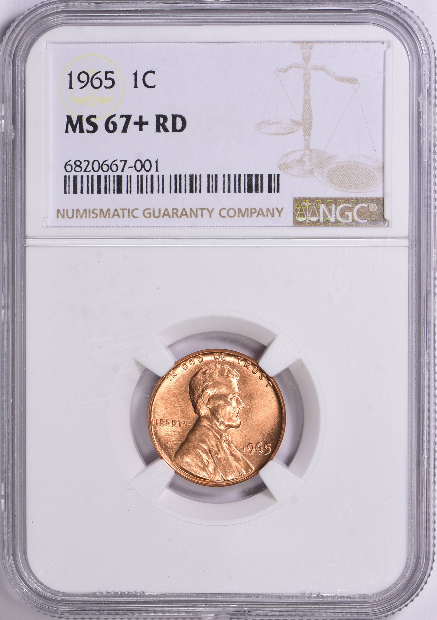 1965 Lincoln Cent NGC MS-67+ RD (Item 1779877) | GreatCollections Coin ...