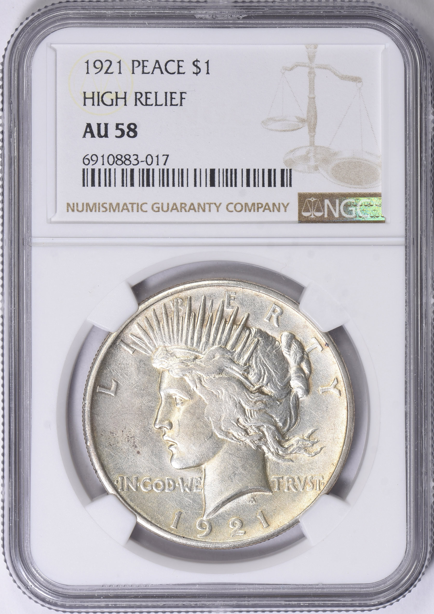 1921 Peace Silver Dollar High Relief NGC AU-58 (Item 1779966 ...