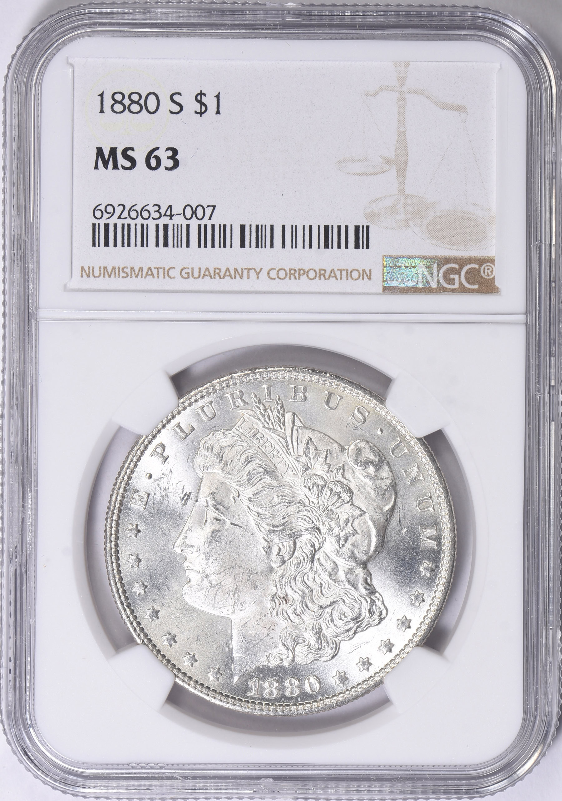 1880-S Morgan Silver Dollar NGC MS-63 (Item 1780032) | GreatCollections Coin Auctions