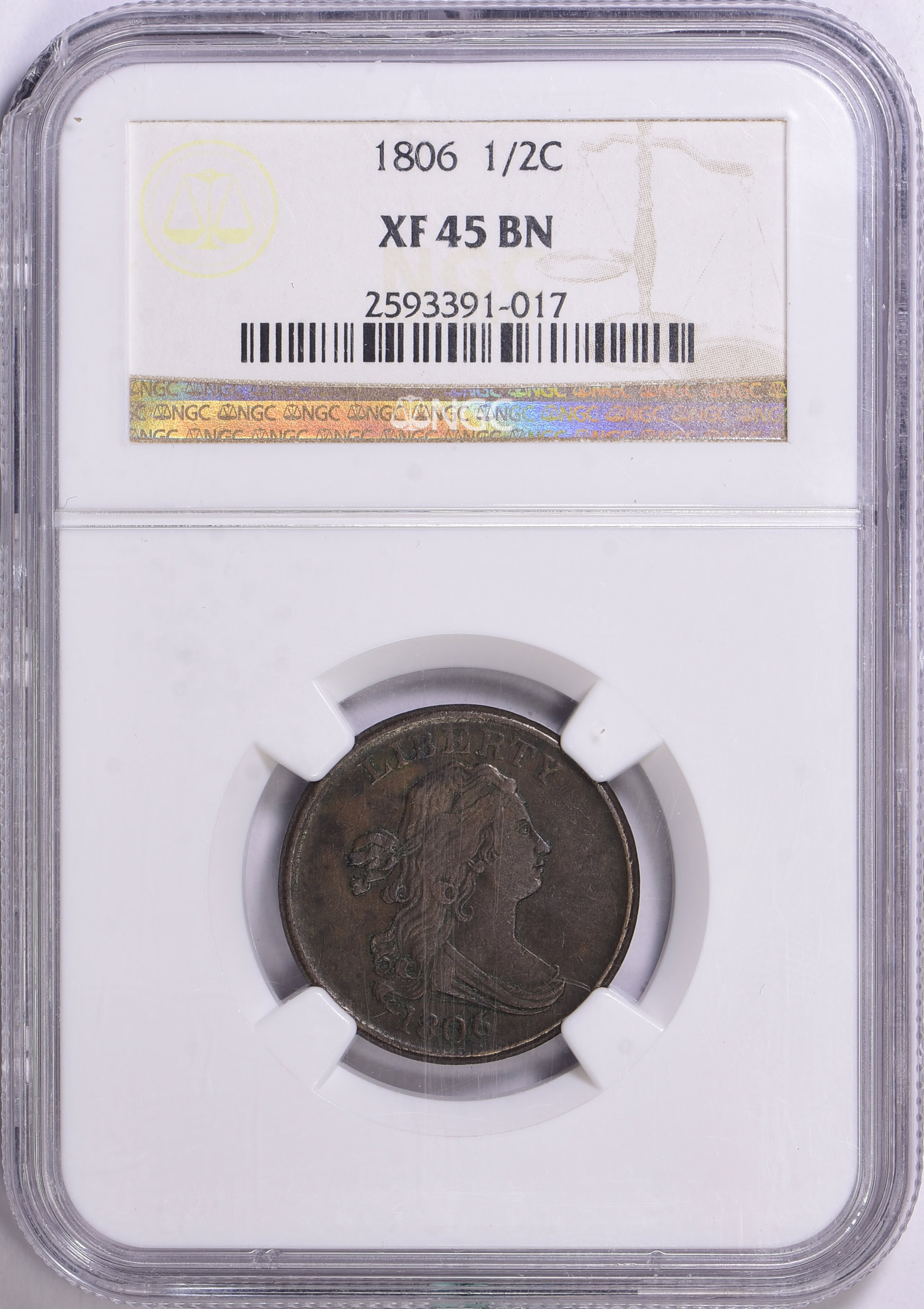 1806 Draped Bust Half Cent NGC XF-45 BN (Item 1780068 ...