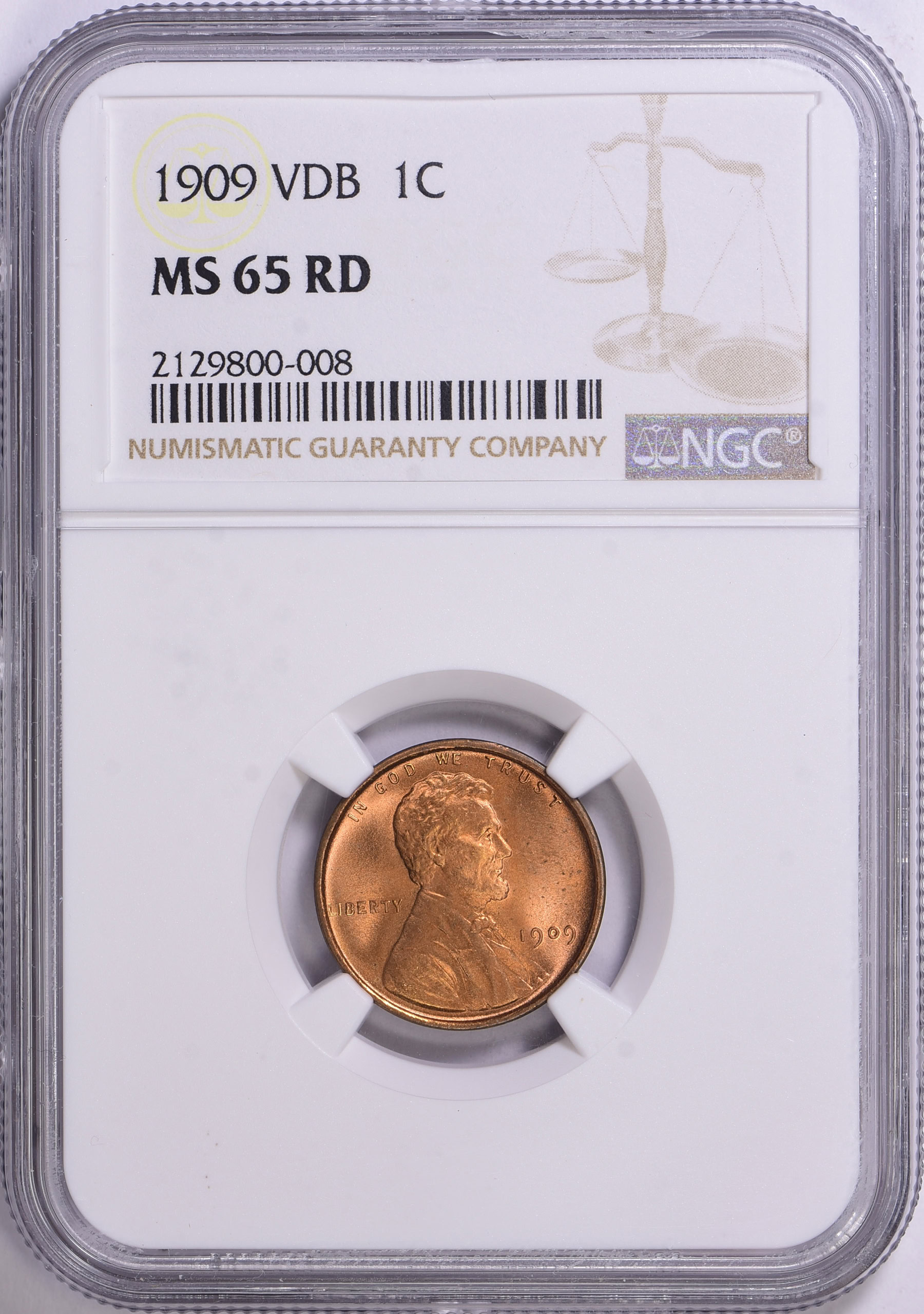 1909 Lincoln Cent V.D.B. NGC MS-65 RD (Item 1780069) | GreatCollections Coin Auctions