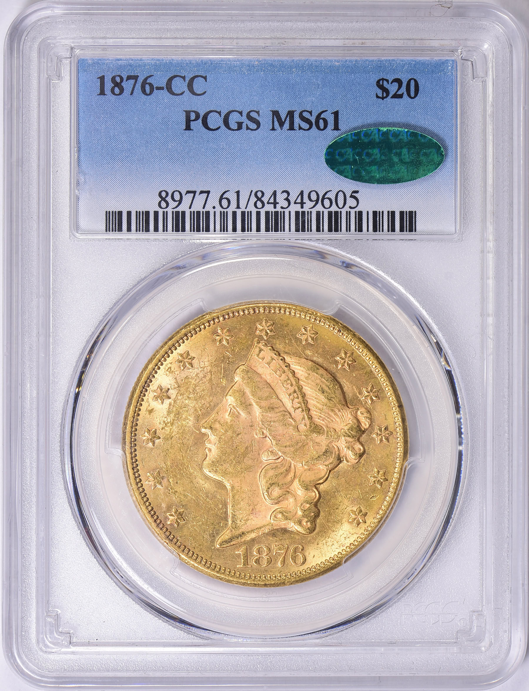 1876-CC Liberty Gold Double Eagle PCGS MS-61 (CAC Green) (Item 1780097) | GreatCollections Coin ...