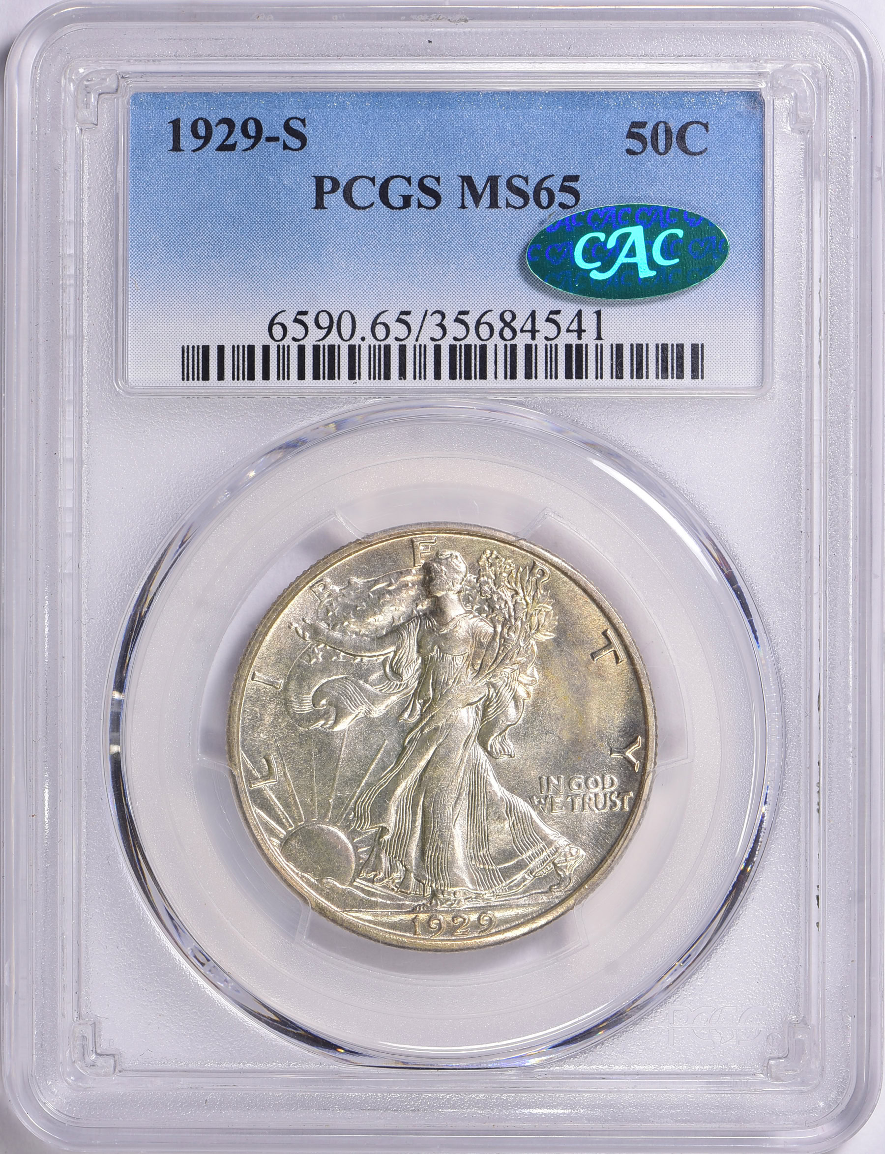 1929-S Walking Liberty Half Dollar PCGS MS-65 (CAC Green) (Item 1780136) | GreatCollections Coin ...