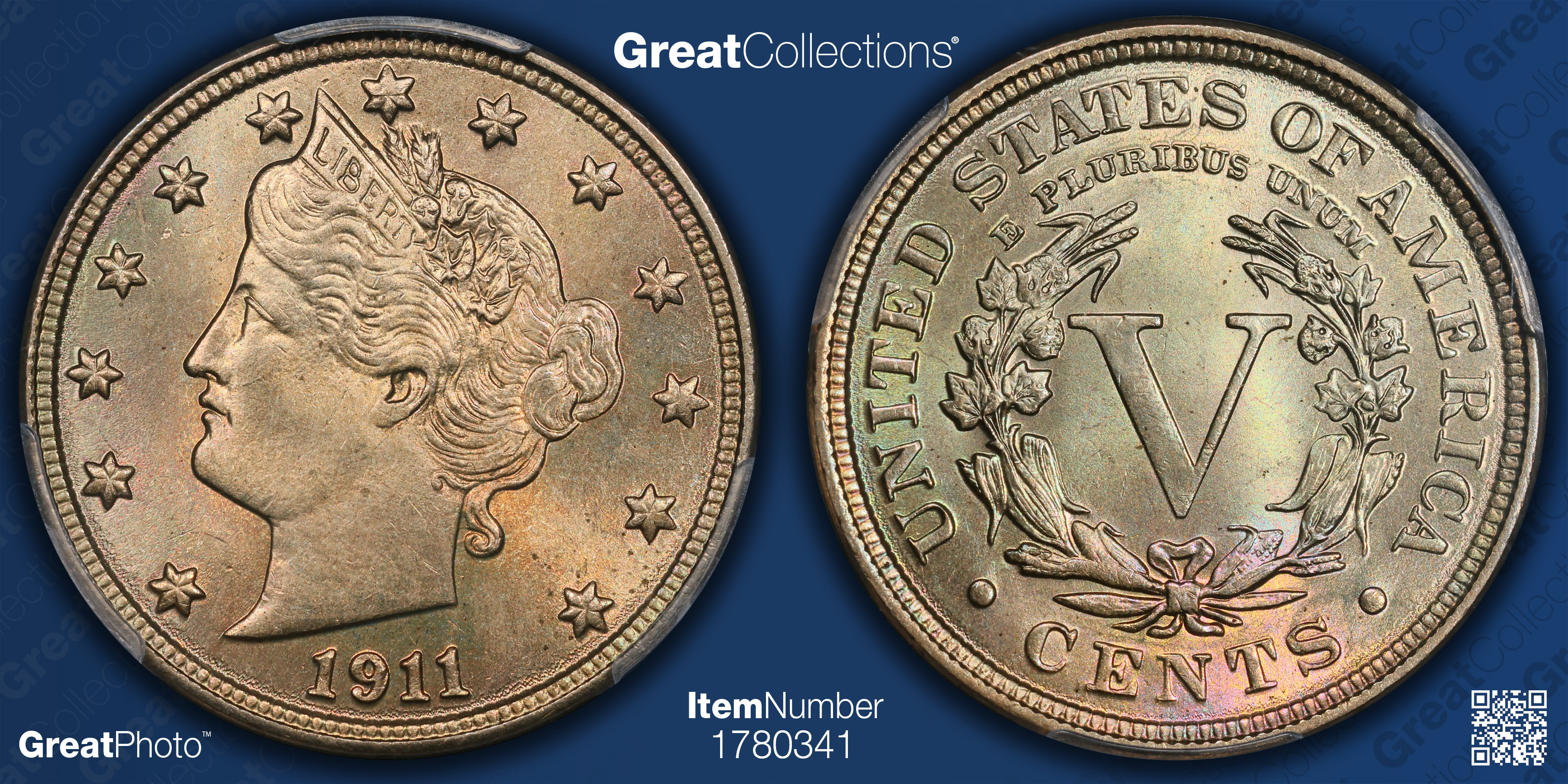 1911 Liberty Nickel PCGS MS-66+ (Toned) (Item 1780341 ...