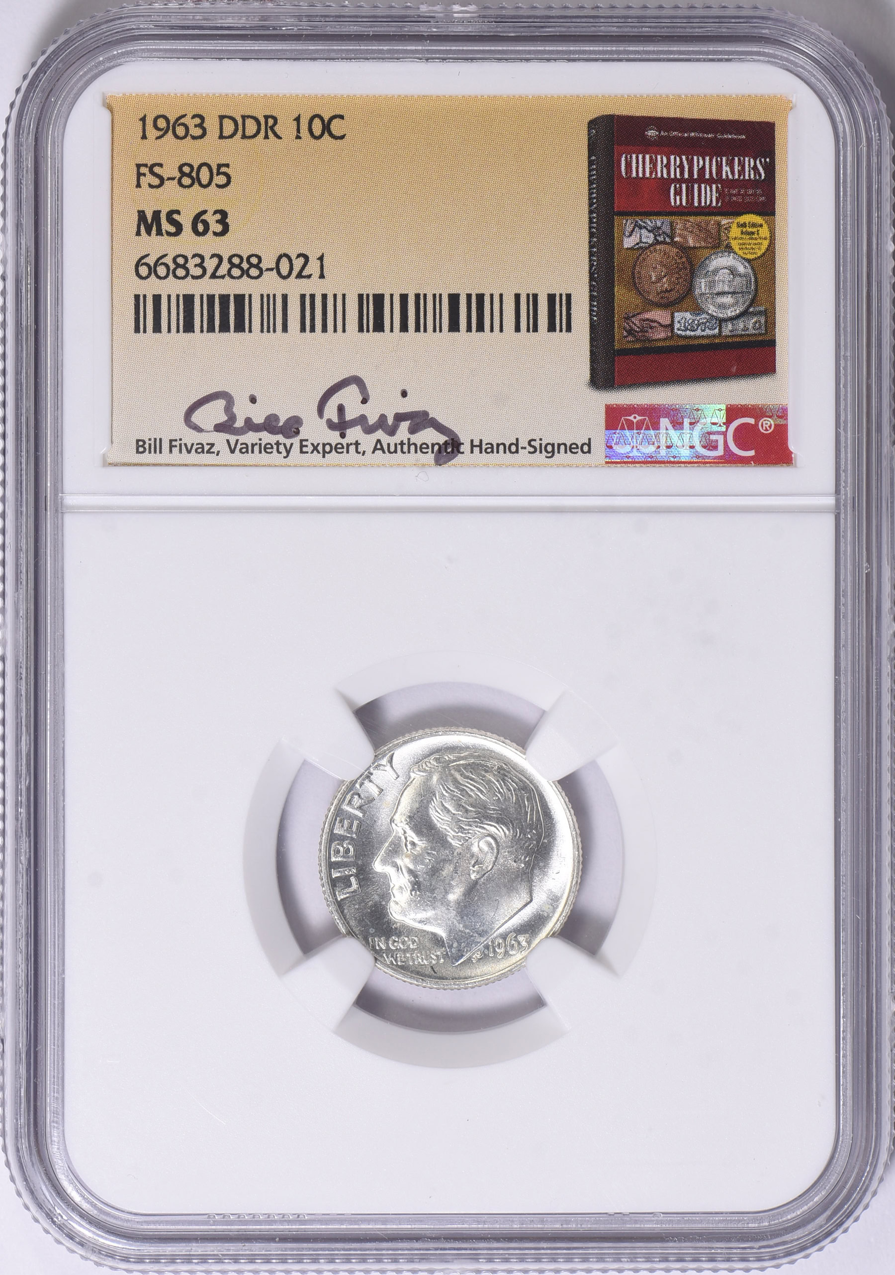 1963 Roosevelt Dime Doubled Die Reverse FS-805 NGC MS-63 (Bill Fivaz ...