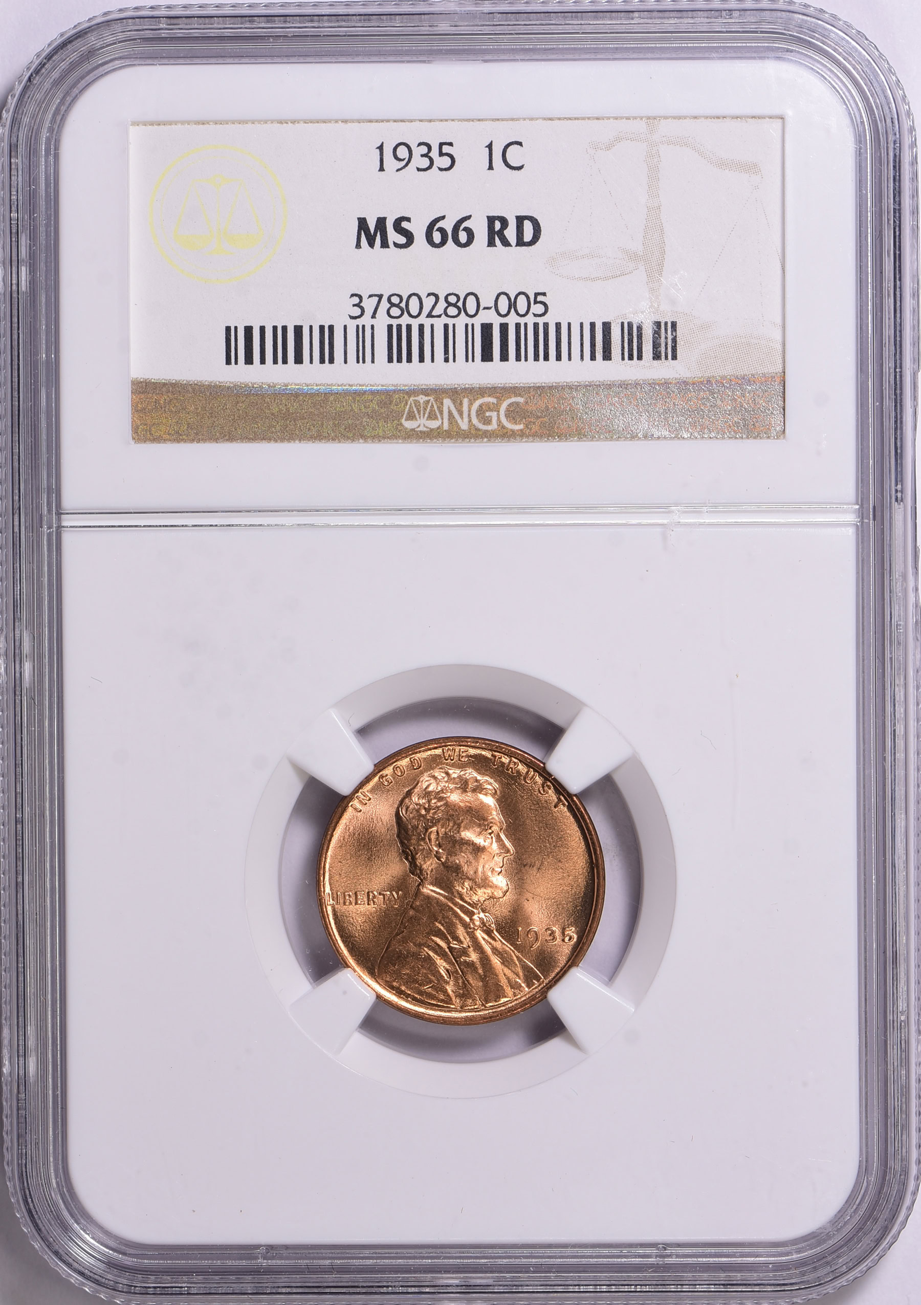 1935 Lincoln Cent NGC MS-66 RD (Item 1780419) | GreatCollections Coin Auctions