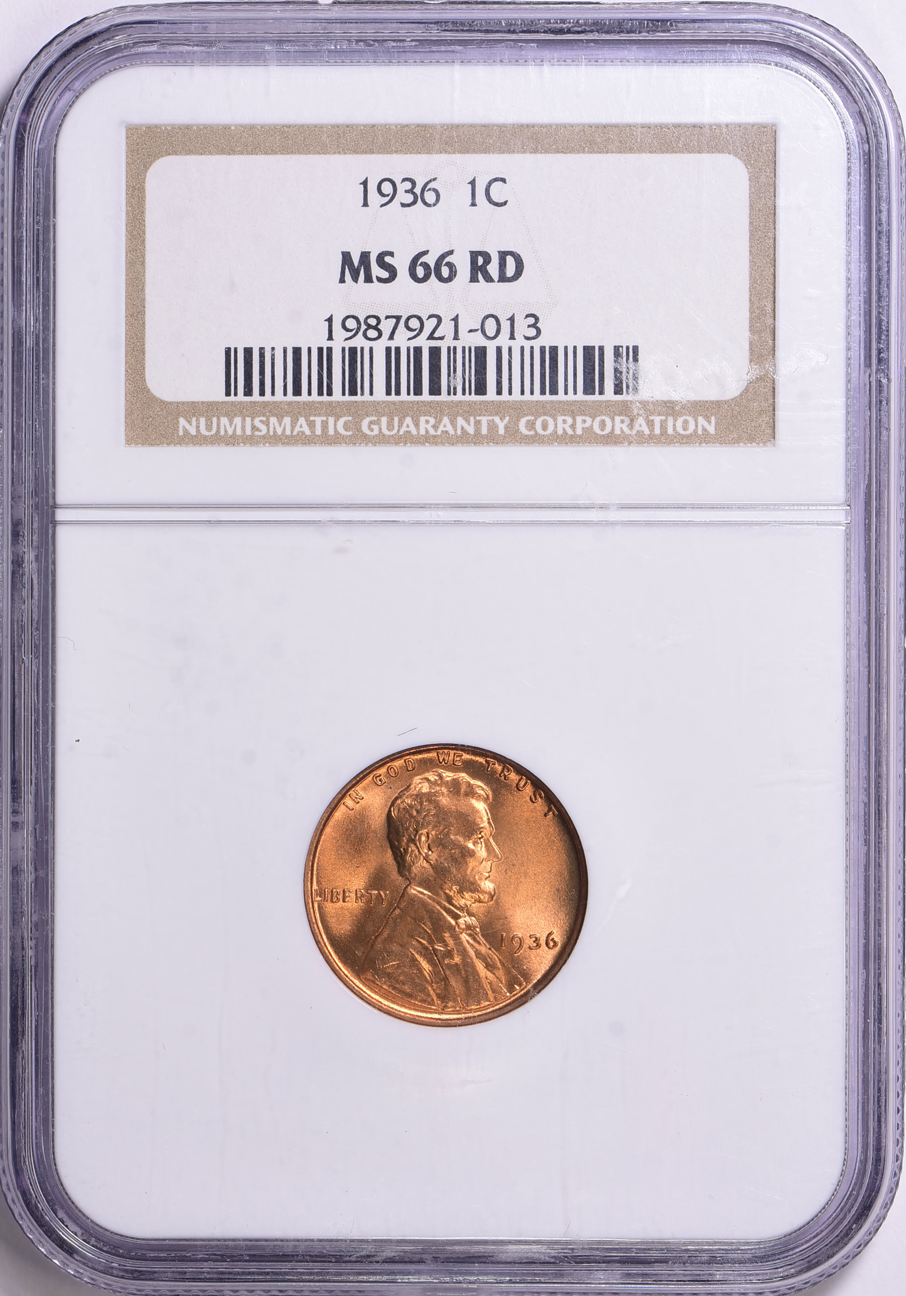 1936 Lincoln Cent NGC MS-66 RD (Item 1780423) | GreatCollections Coin Auctions