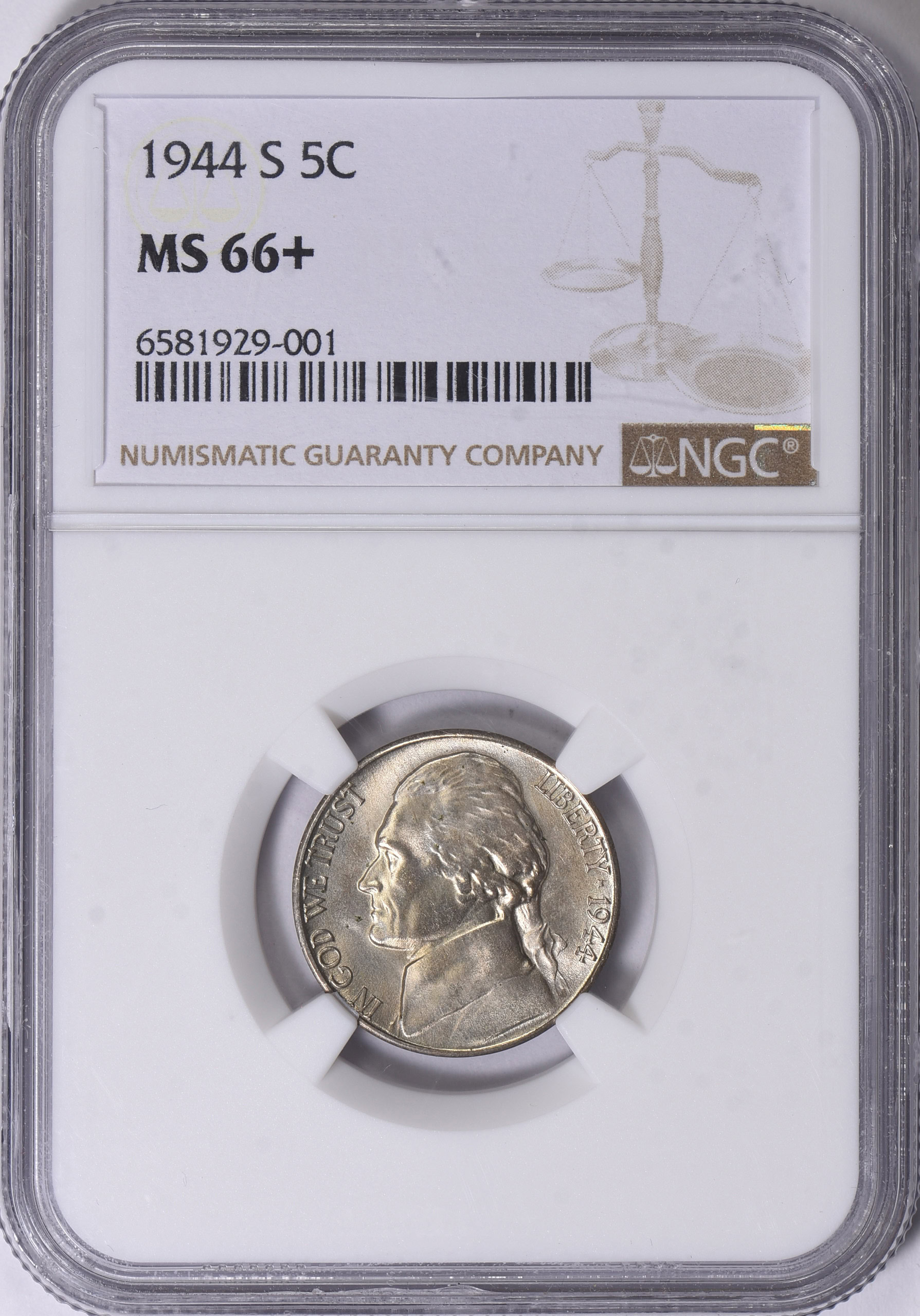 1944-S Jefferson Nickel NGC MS-66+ (Item 1780483) | GreatCollections Coin Auctions