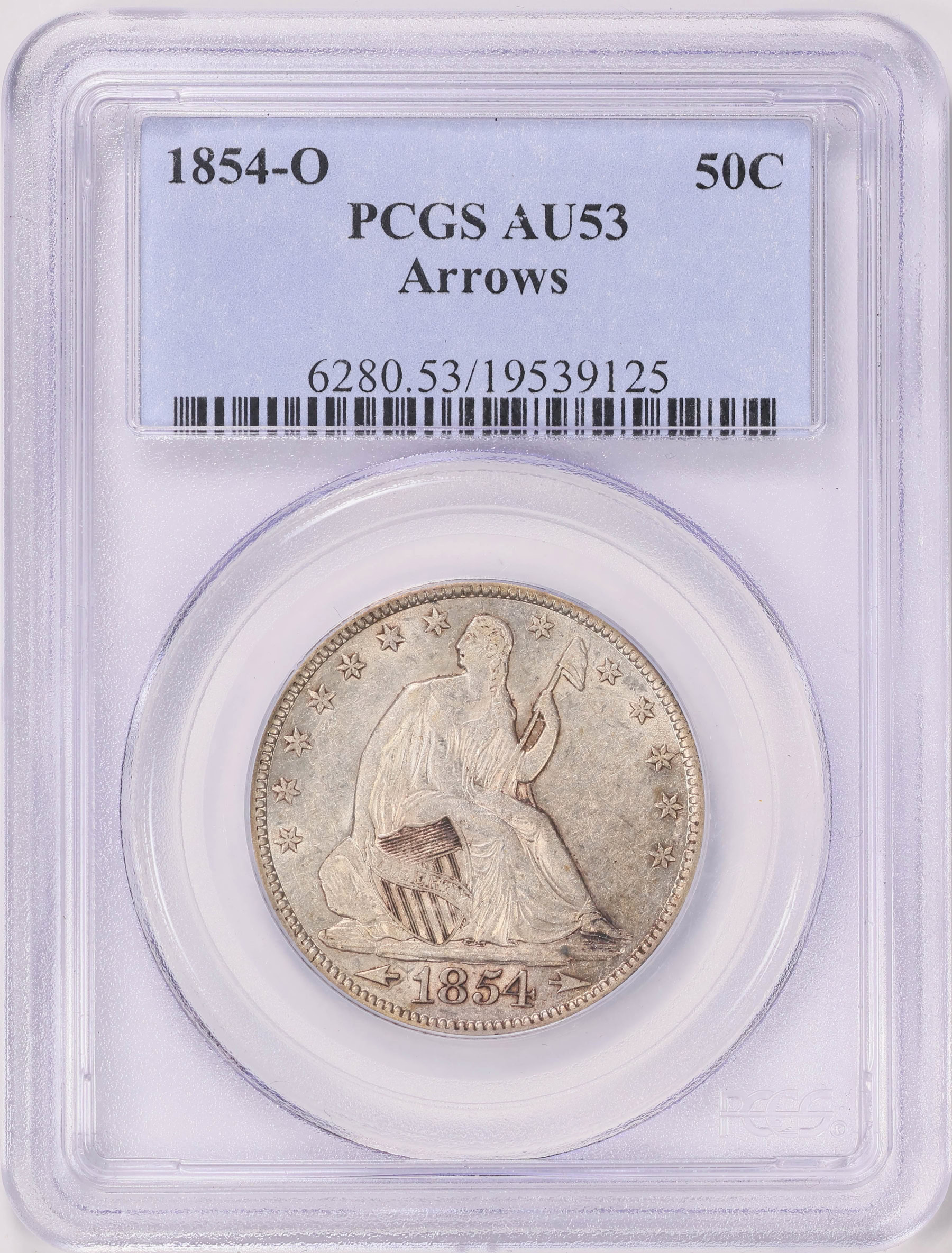 1854-O Seated Liberty Half Dollar Arrows PCGS AU-53 (Item 1780517) | GreatCollections Coin Auctions