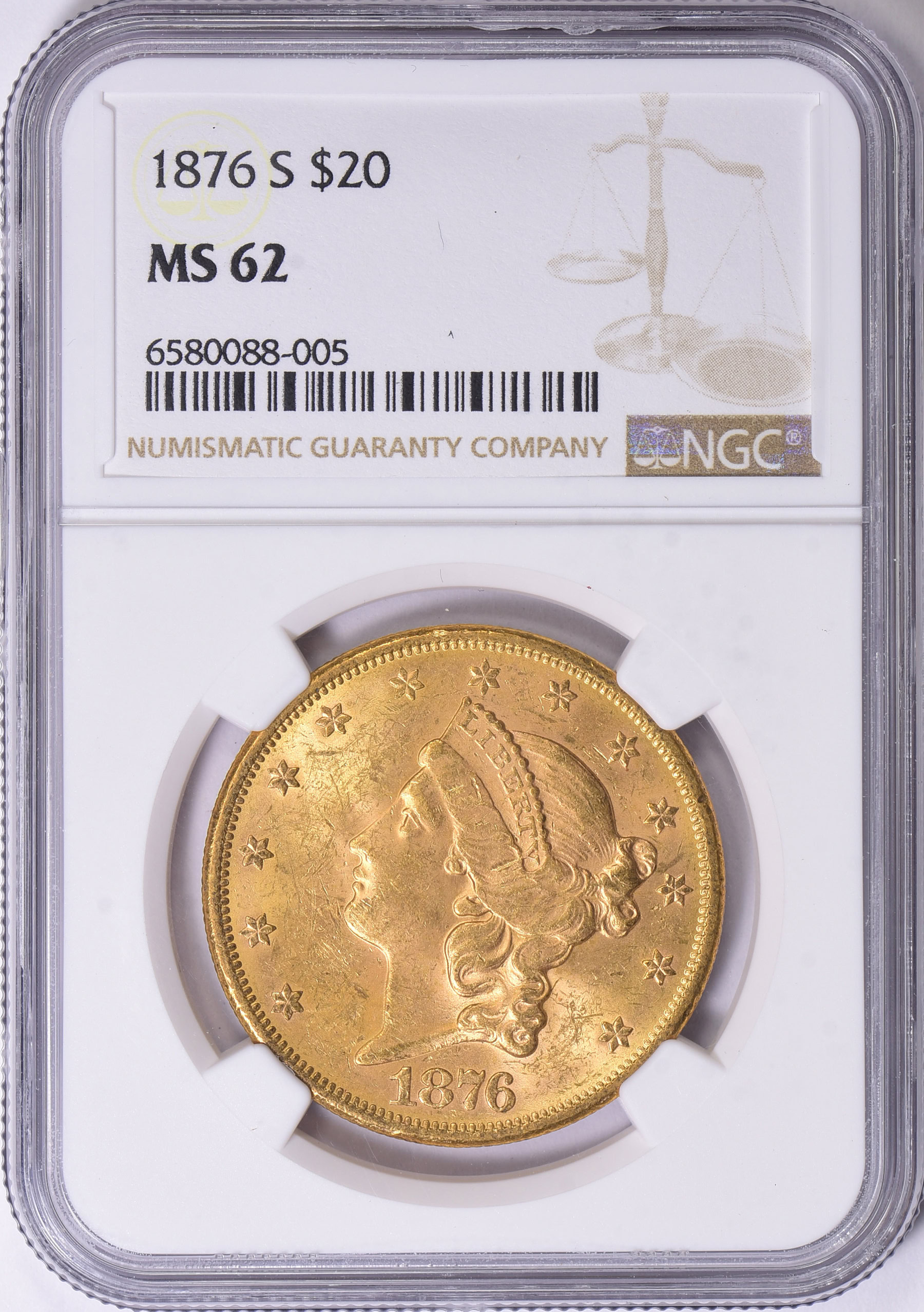 1876-S Liberty Gold Double Eagle NGC MS-62 (Item 1780550) | GreatCollections Coin Auctions